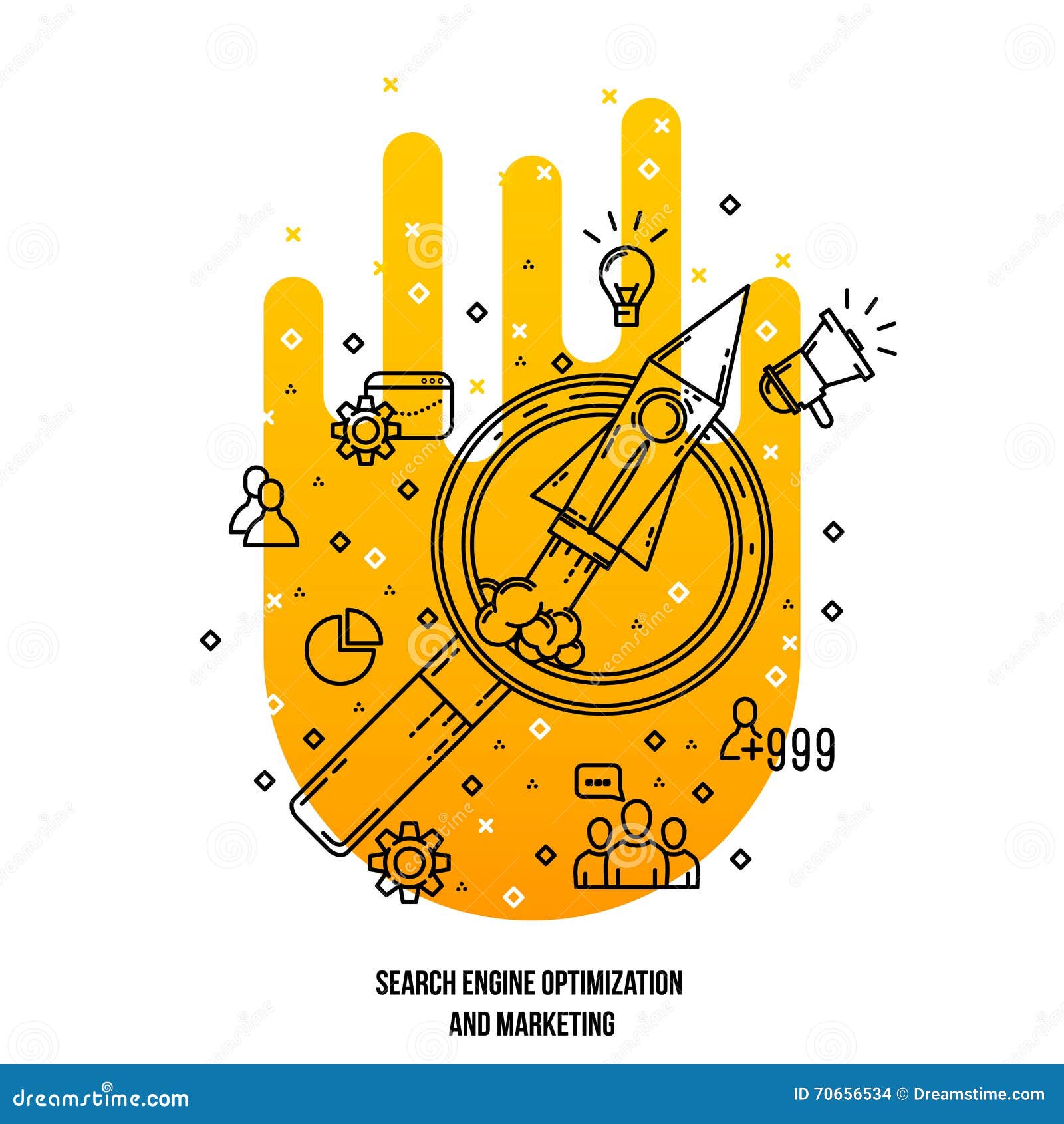 Search Engine Optimization Illustration. Vector Outline Flat Background ...