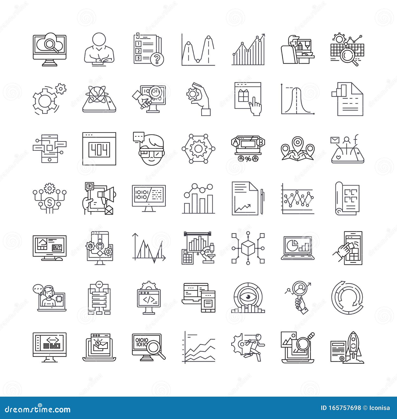 Search Engine Optimization Linear Icons, Signs, Symbols Vector Line ...