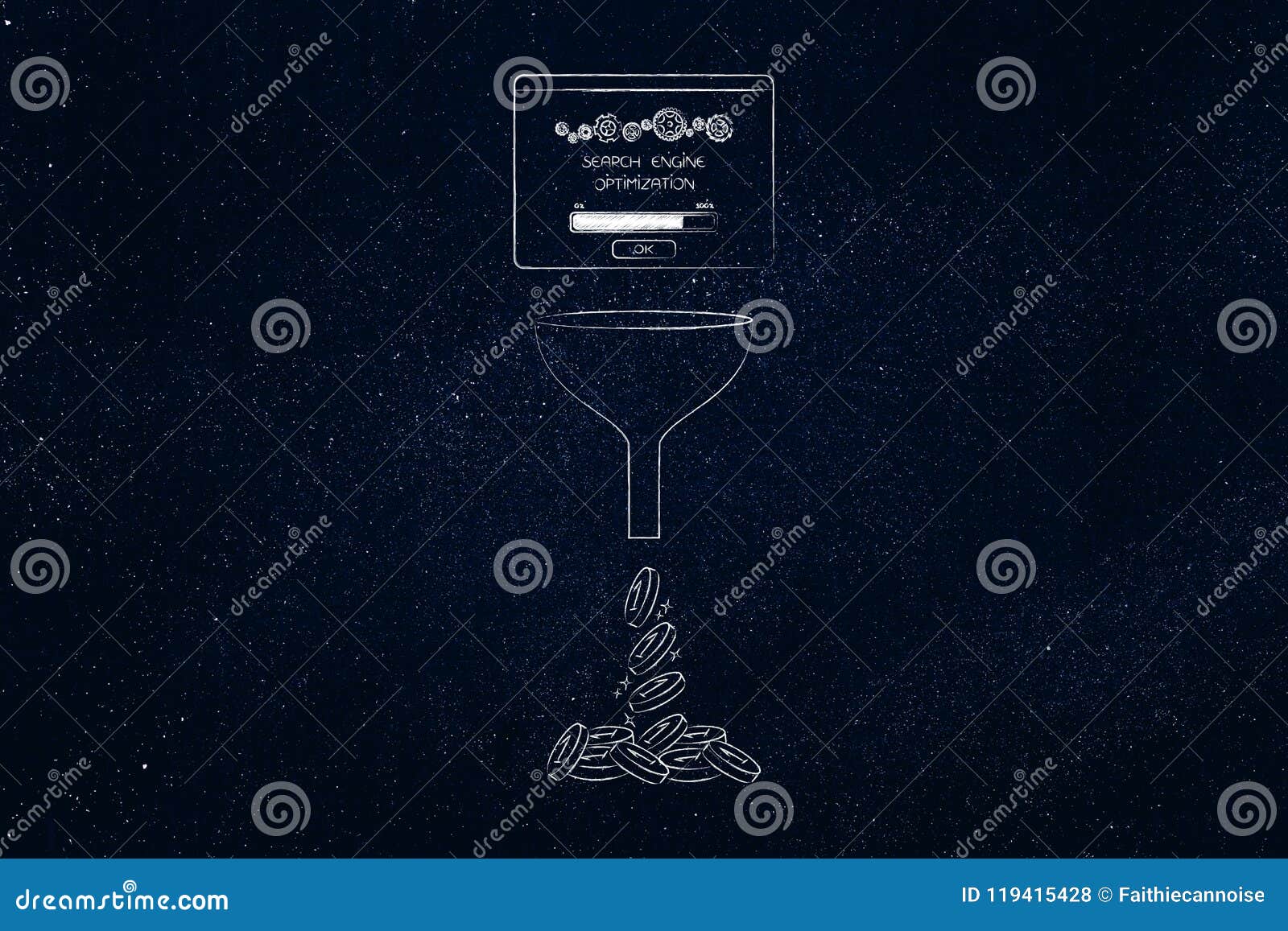 Search Engine Optimization Pop-up Going into Conversion Funnel a Stock ...