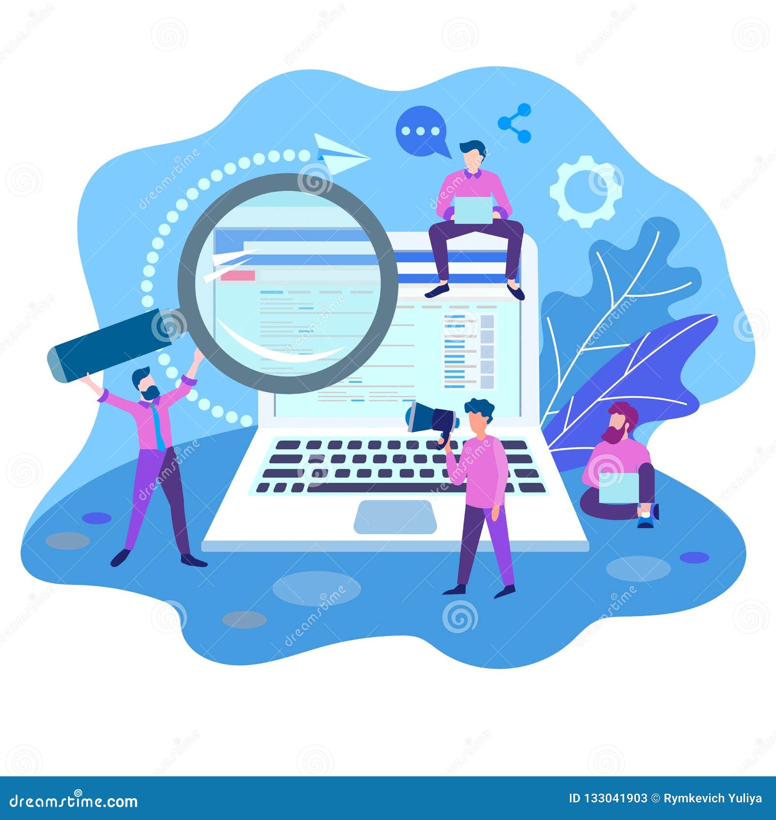 Search Engine Optimization, Team Work on Website Promotion Stock Vector ...