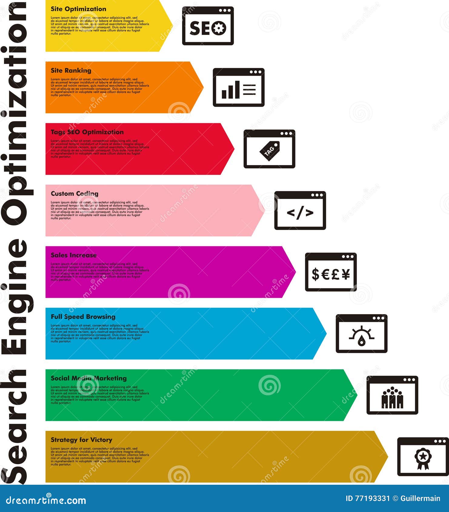 Search Engine Optimization Template Stock Vector - Illustration of text ...