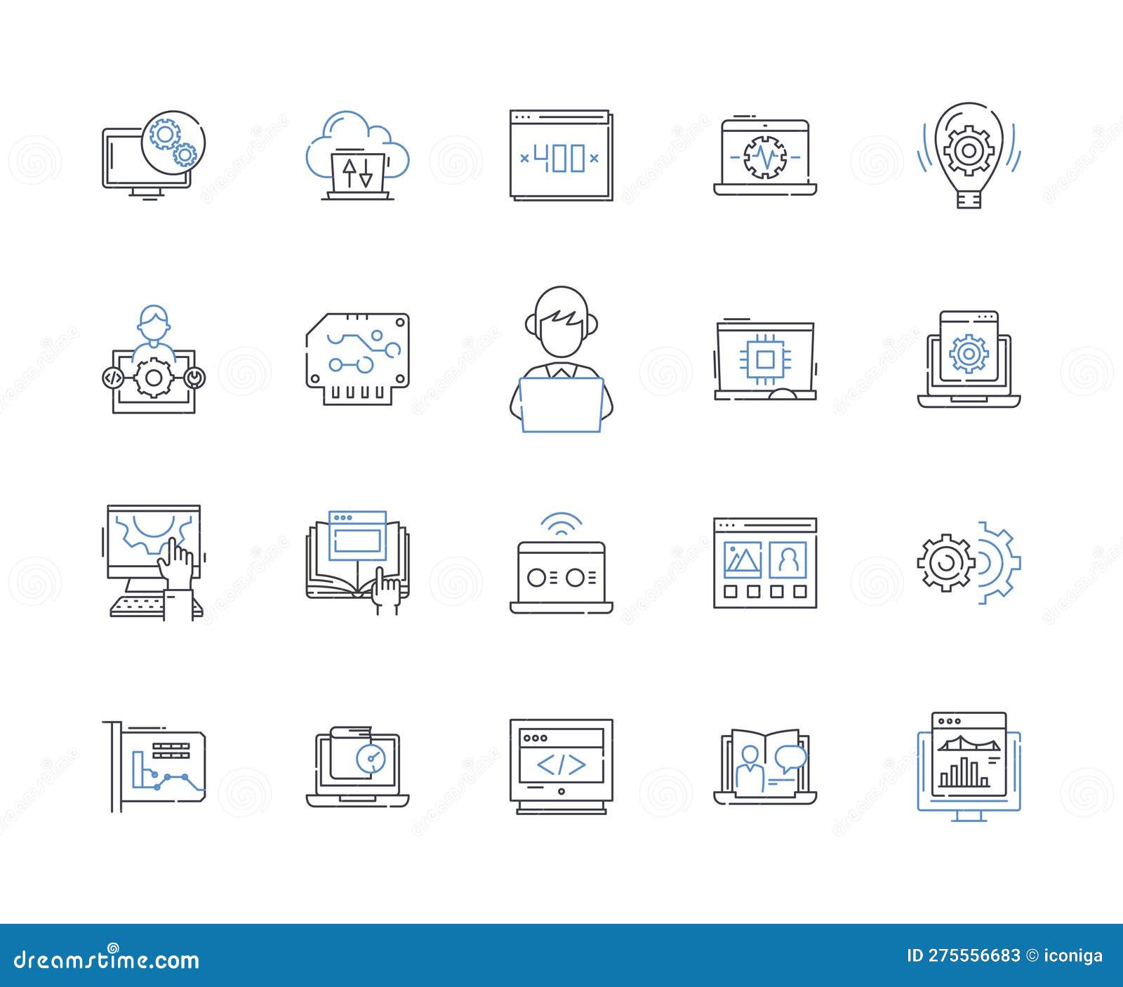 Search Engine Line Icons Collection. Google, Bing, Yahoo, DuckDuckGo, Search, Index, Algorithm ...