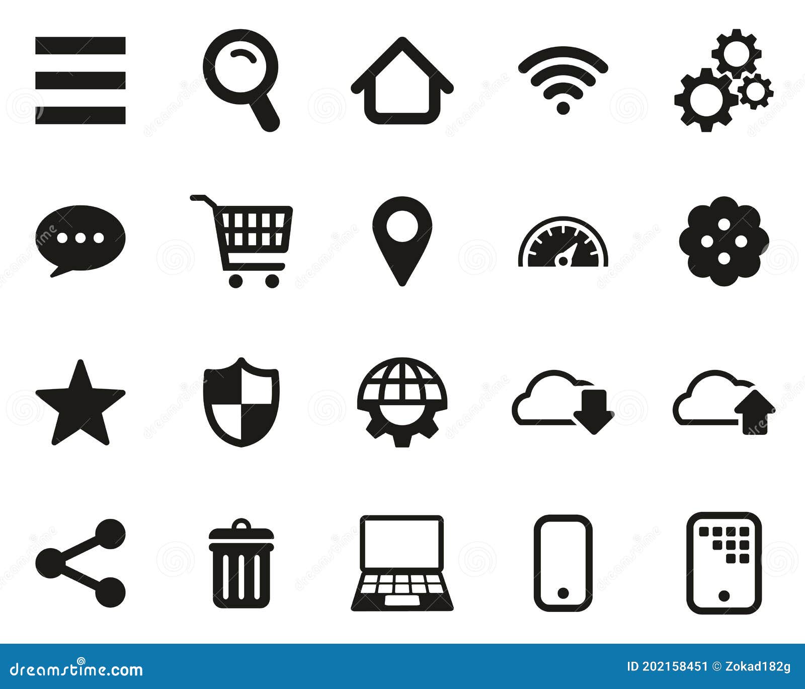 Search Engine or User Interface Icons Black & White Set Big Stock ...