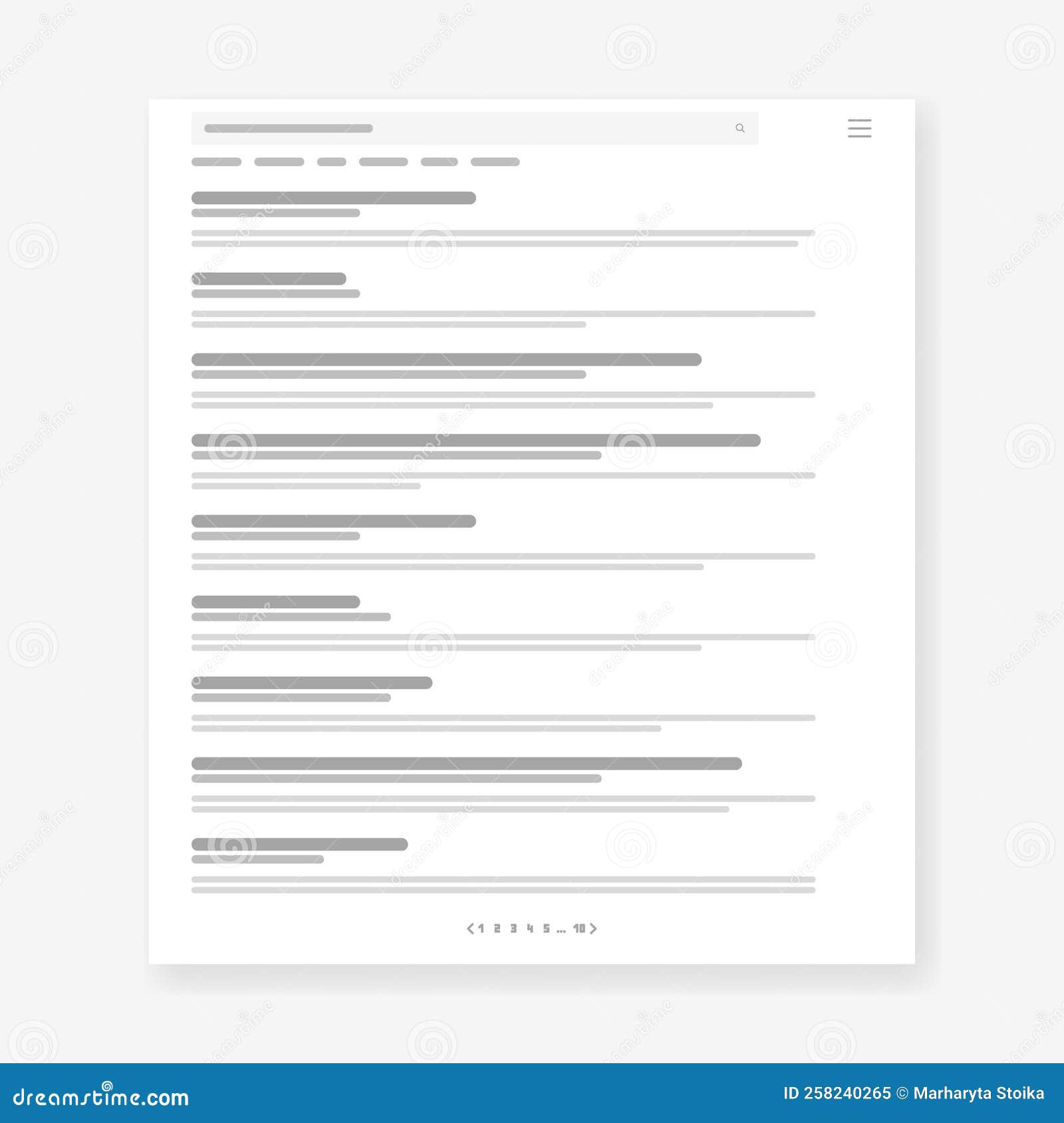 Search Engine Wireframe, Webpage Prototype Vector Illustration. Stock ...