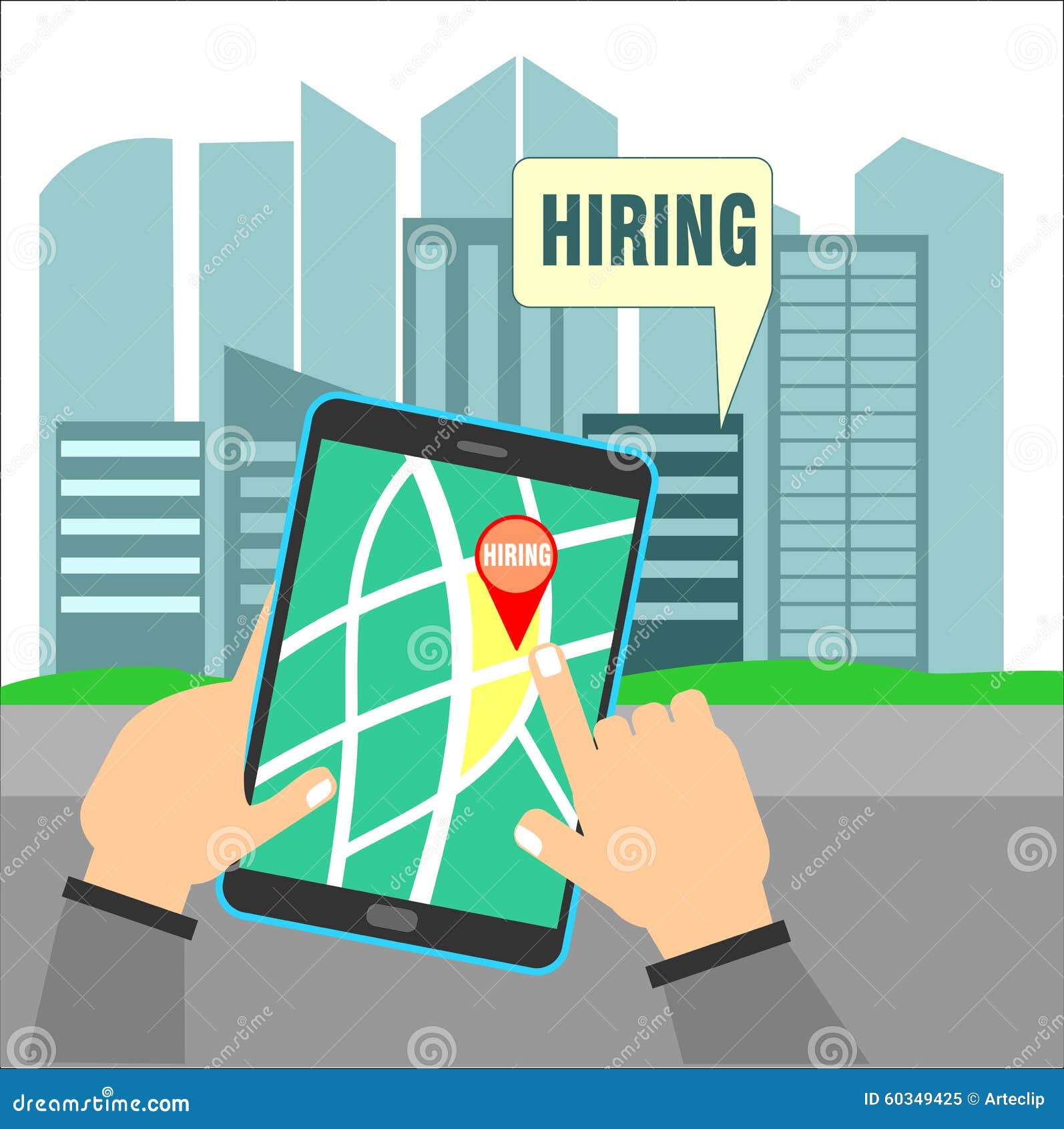 Search Hiring Location Using Map on Tablet Stock Vector - Illustration ...