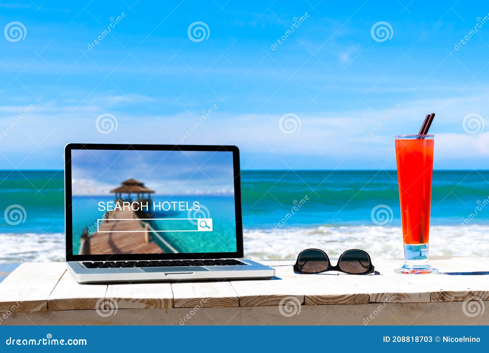 Search Hotels Website on Computer Screen, Online Booking Concept Stock ...