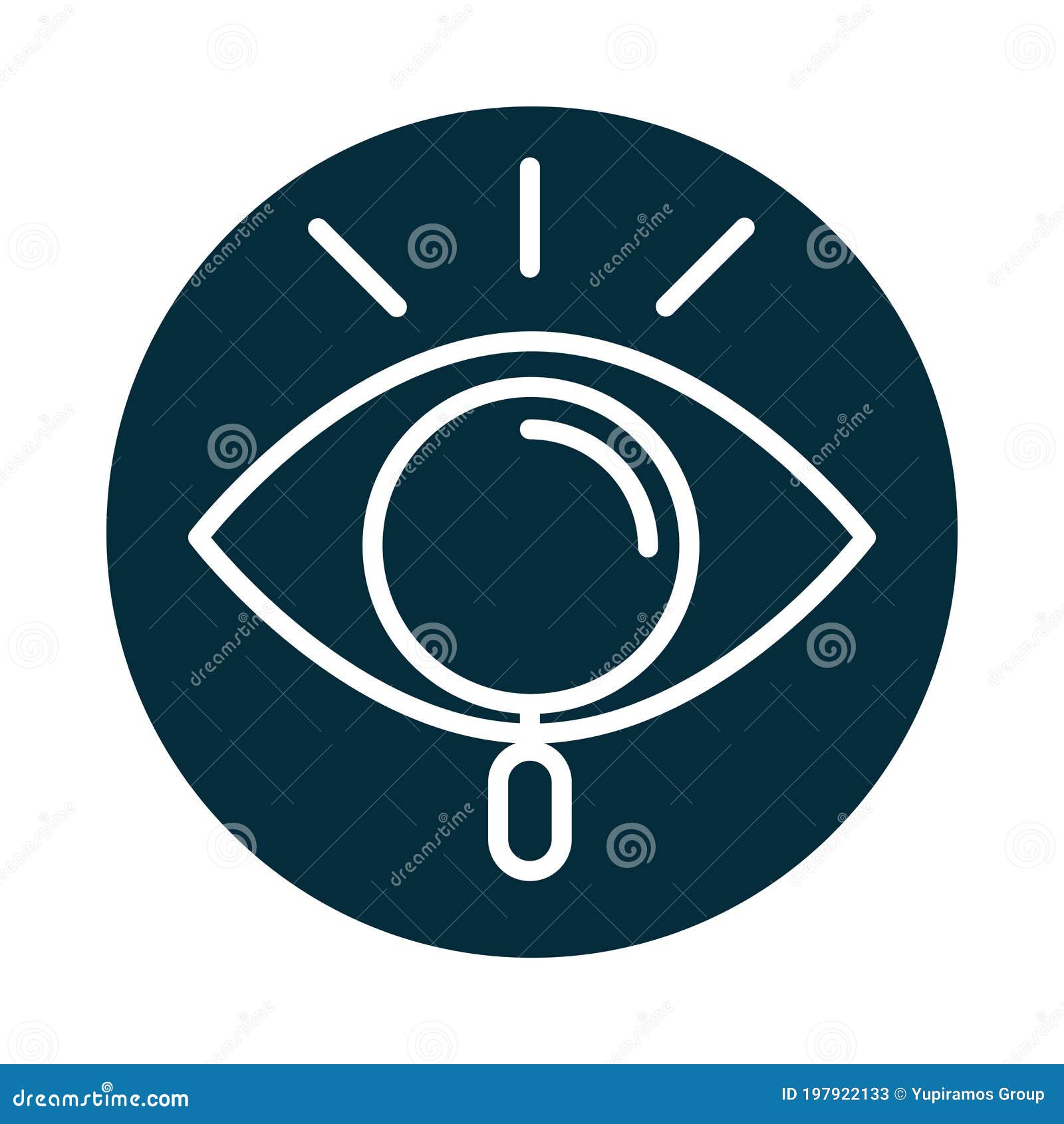 Search Icon, Magnifying Observation Eye Look Block and Line Icon Stock ...