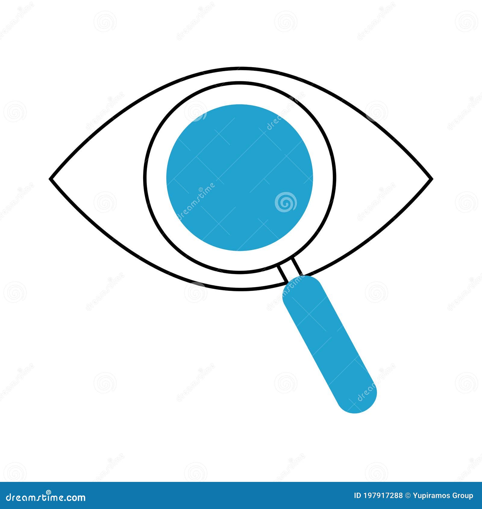 Search Icon, Magnifying Observation Eye Look Blue Line and Fill Stock ...