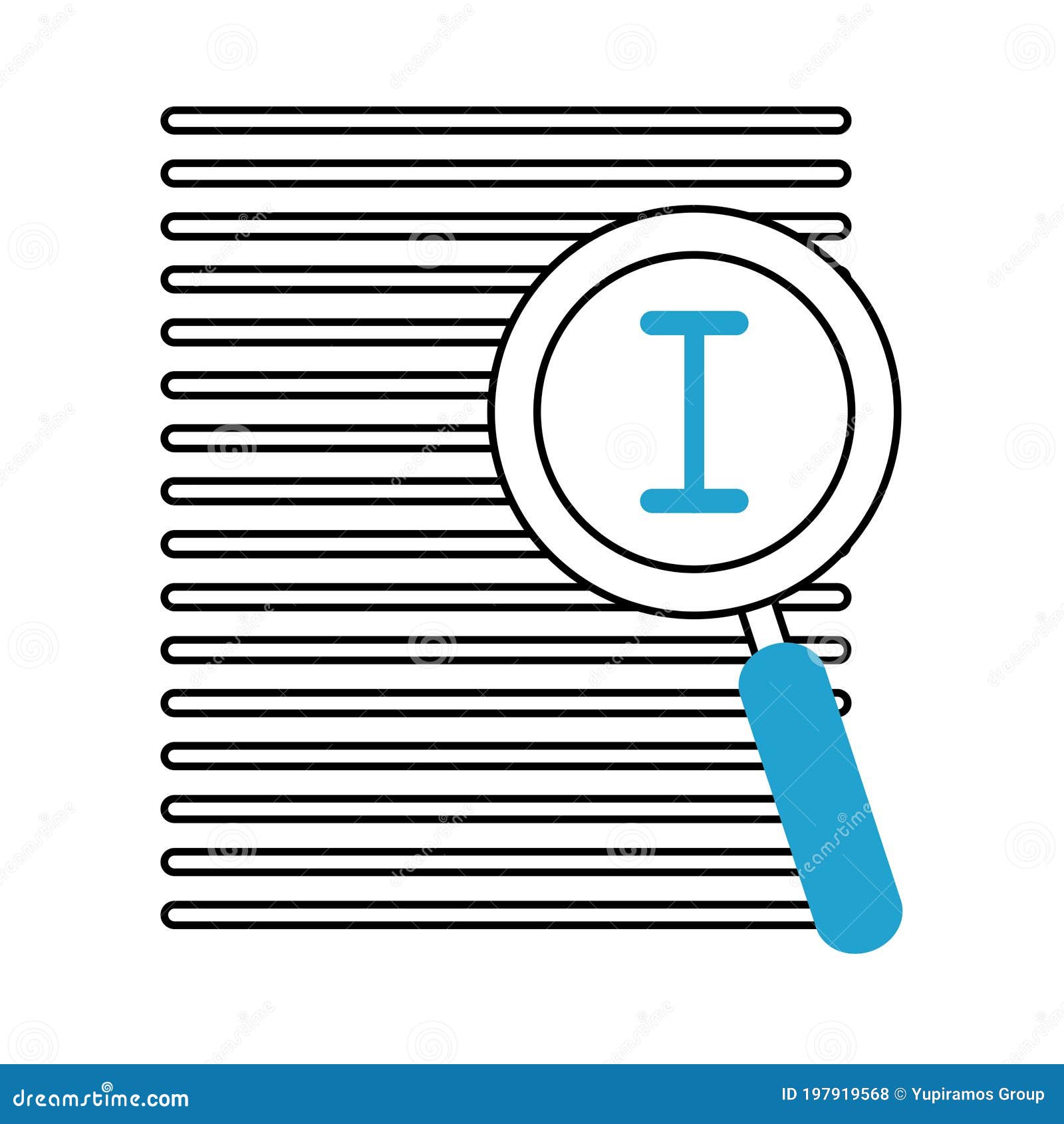 Search Icon, Magnifying Text Edit Document Blue Line and Fill Stock ...