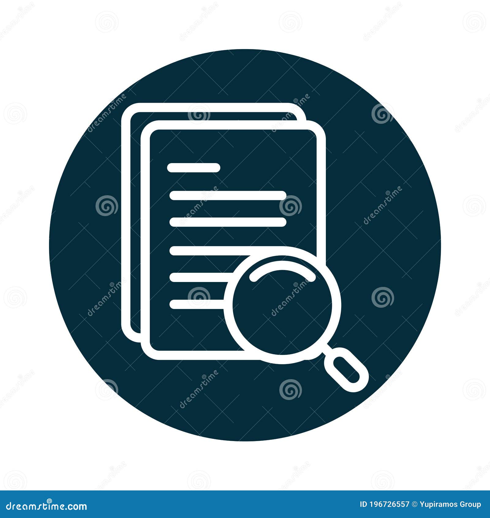 Search Icon, Paper with Text Content Magnifier Block and Line Icon ...