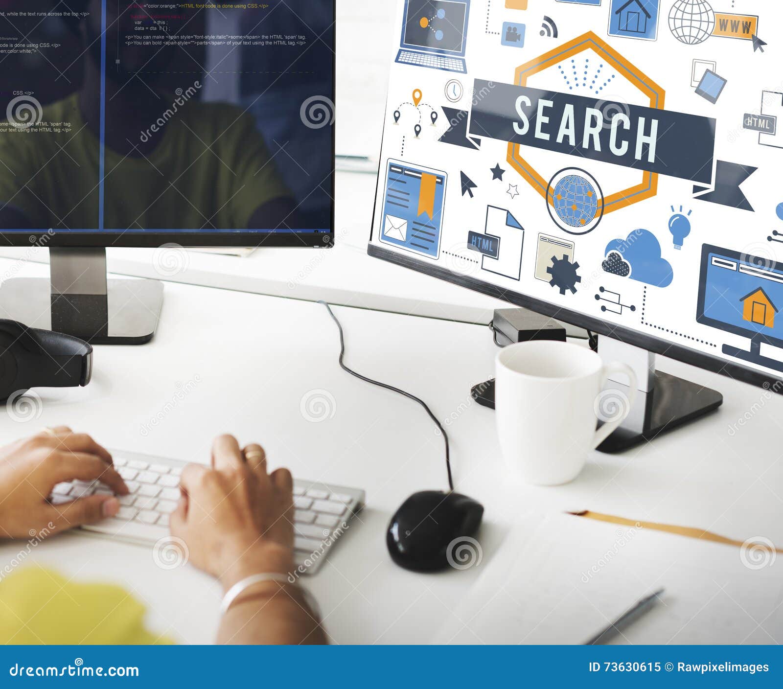 Search Information Computer Businessman Concept Stock Image - Image of ...