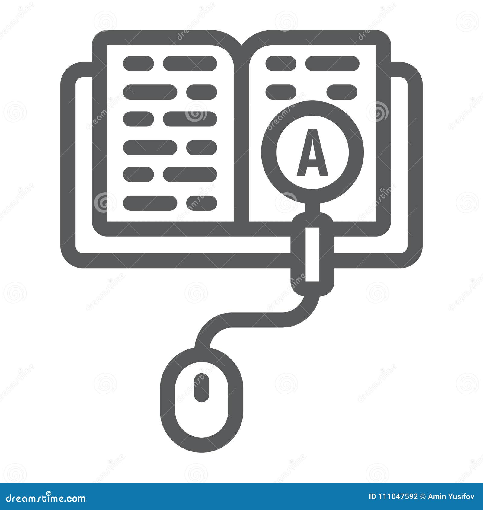 Search of Knowledge Line Icon, E Learning Stock Vector - Illustration ...