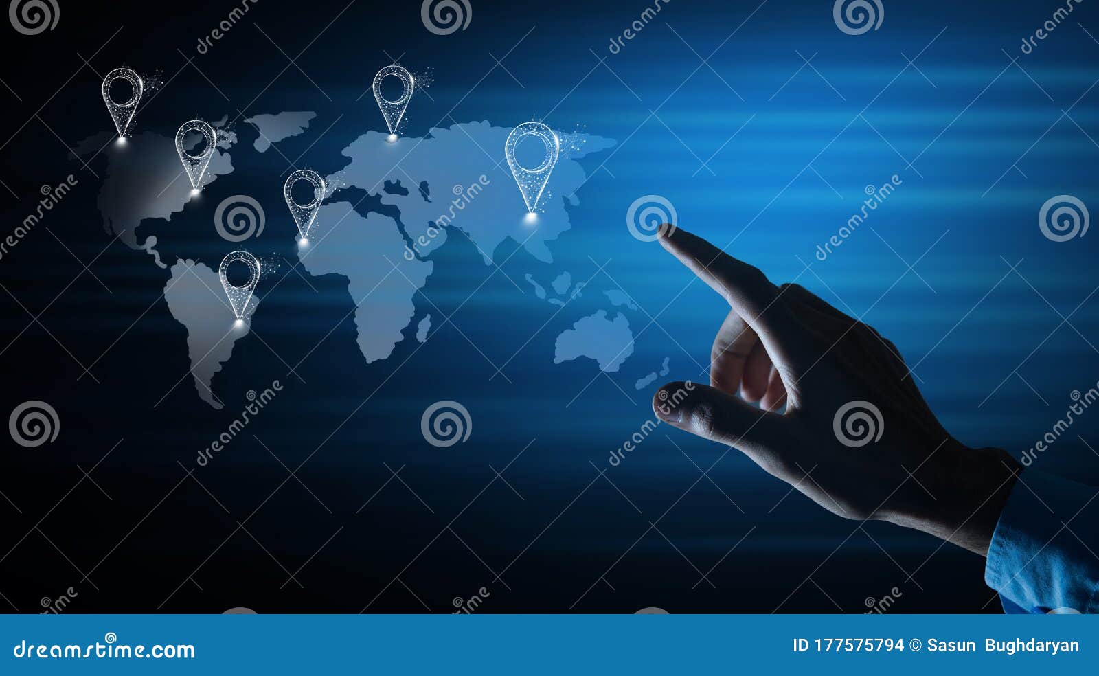 Search for Locations Around the World. Location Map Concept Stock Photo ...