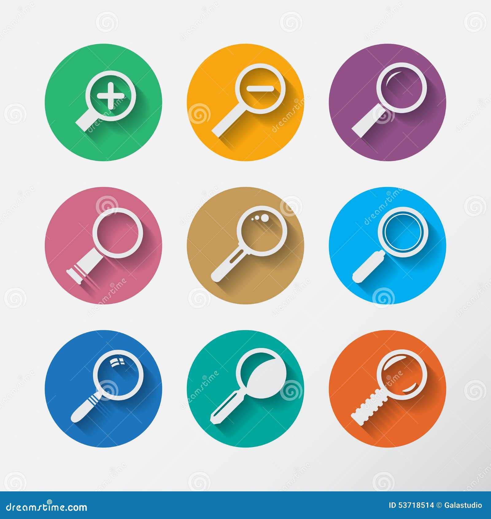 Search with Lupe.Flat Style Round Icon Stock Illustration ...