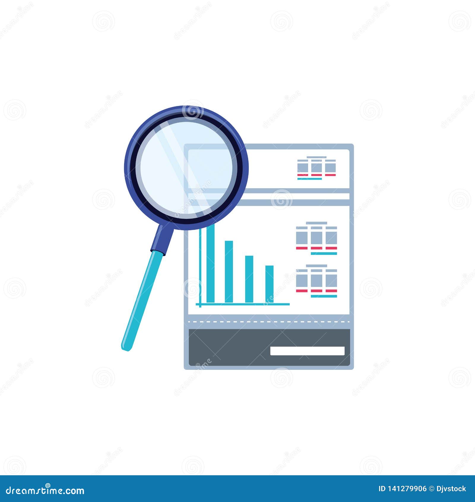 Search Magnifying Glass with Document Stock Vector - Illustration of ...