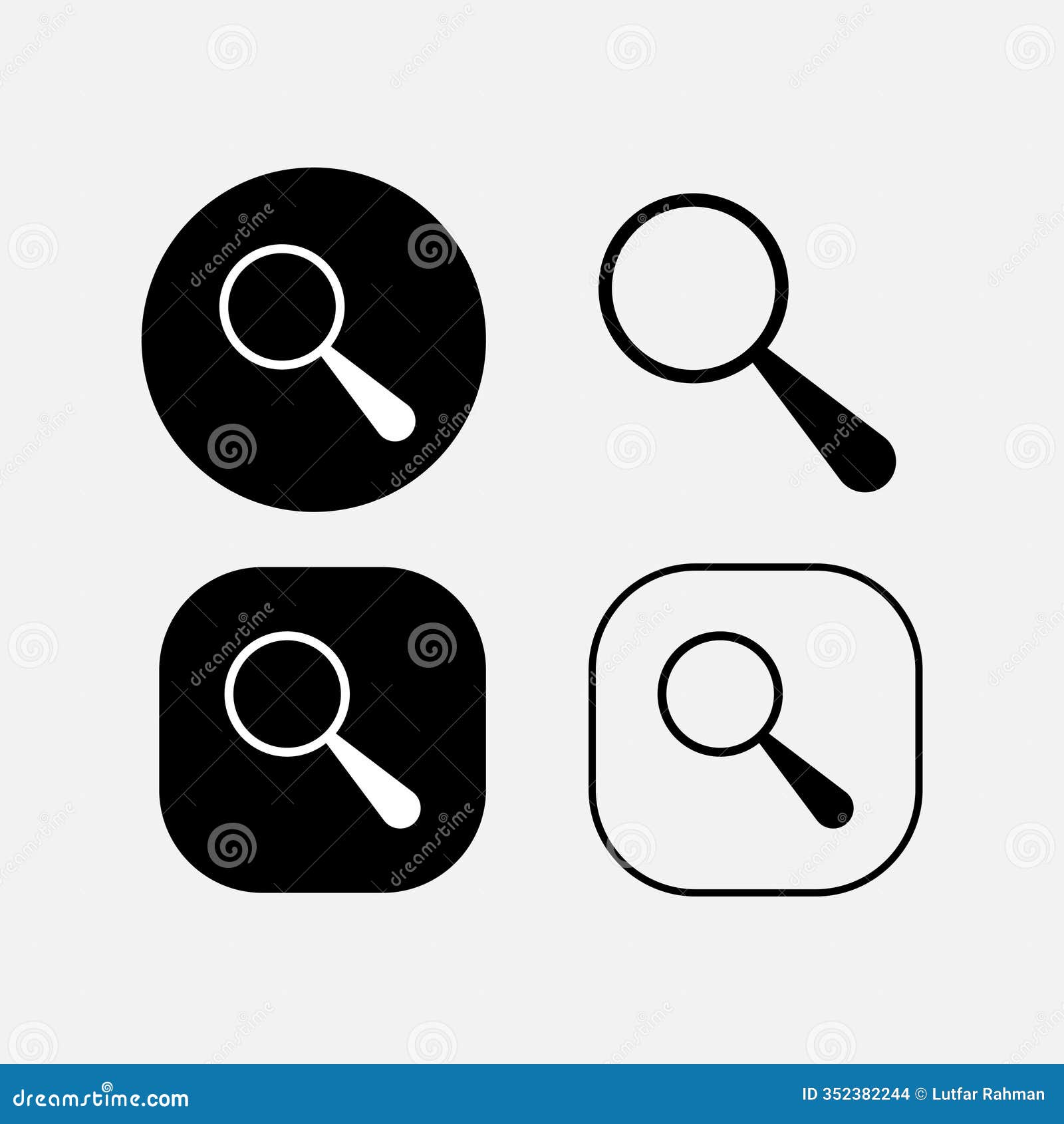 Search Magnifying Glass Flat Icon for Apps, Magnifying Glass Set. Zoom ...
