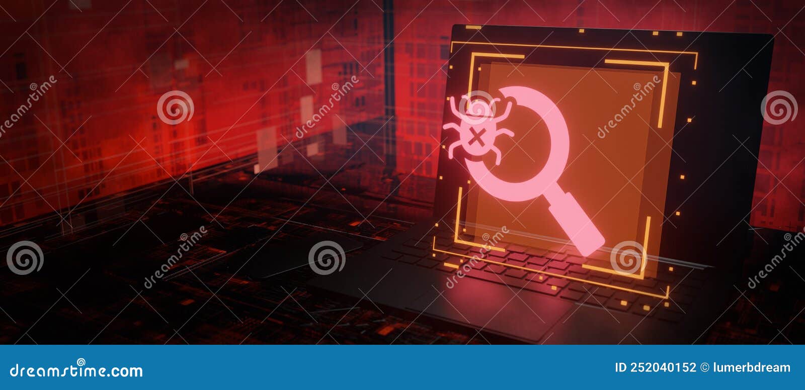 Search for Malware, Technology Bugs, Hacking Concept. Computer Virus ...