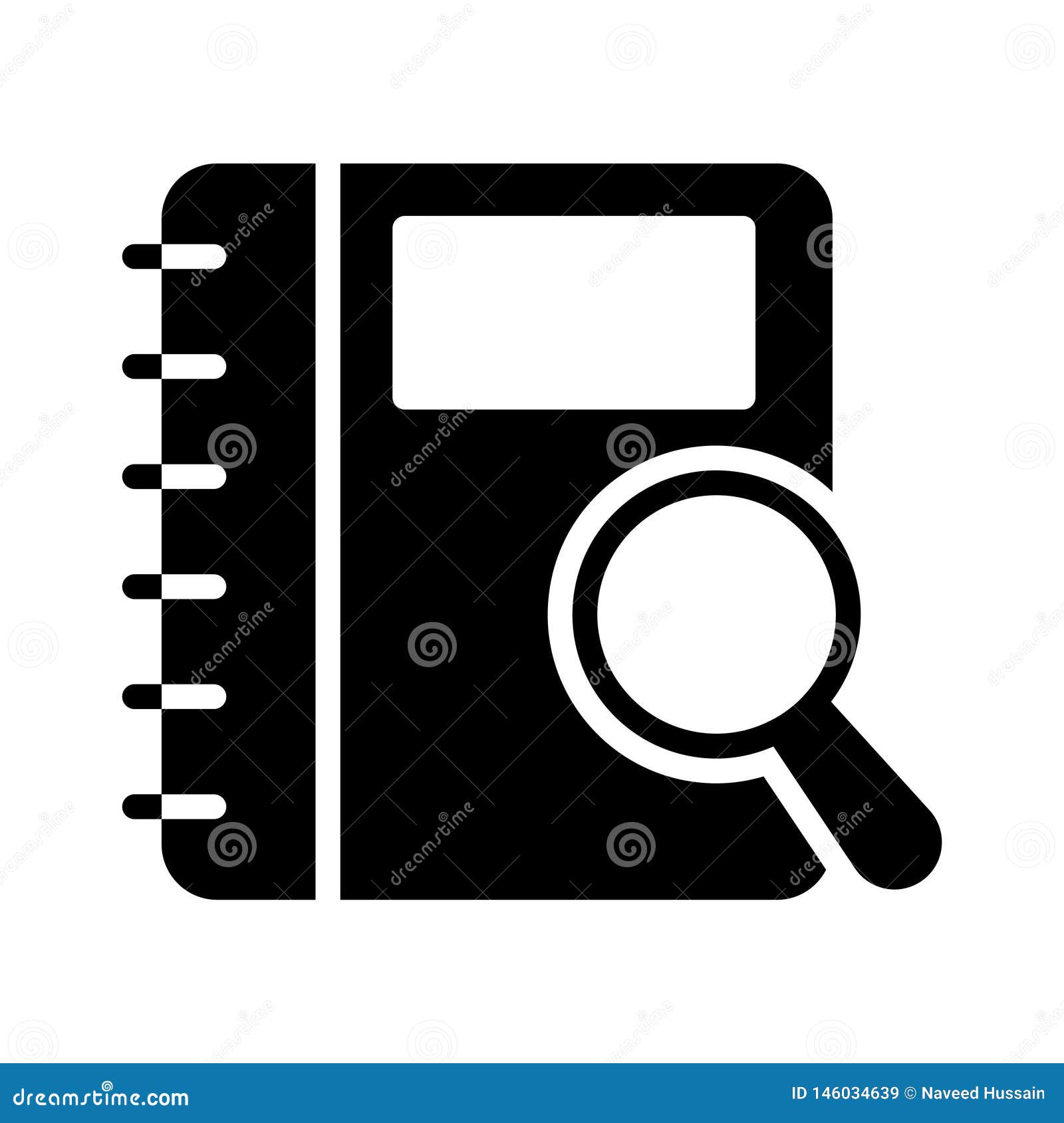 Search Notebook Glyph Flat Vector Icon Stock Vector - Illustration of ...