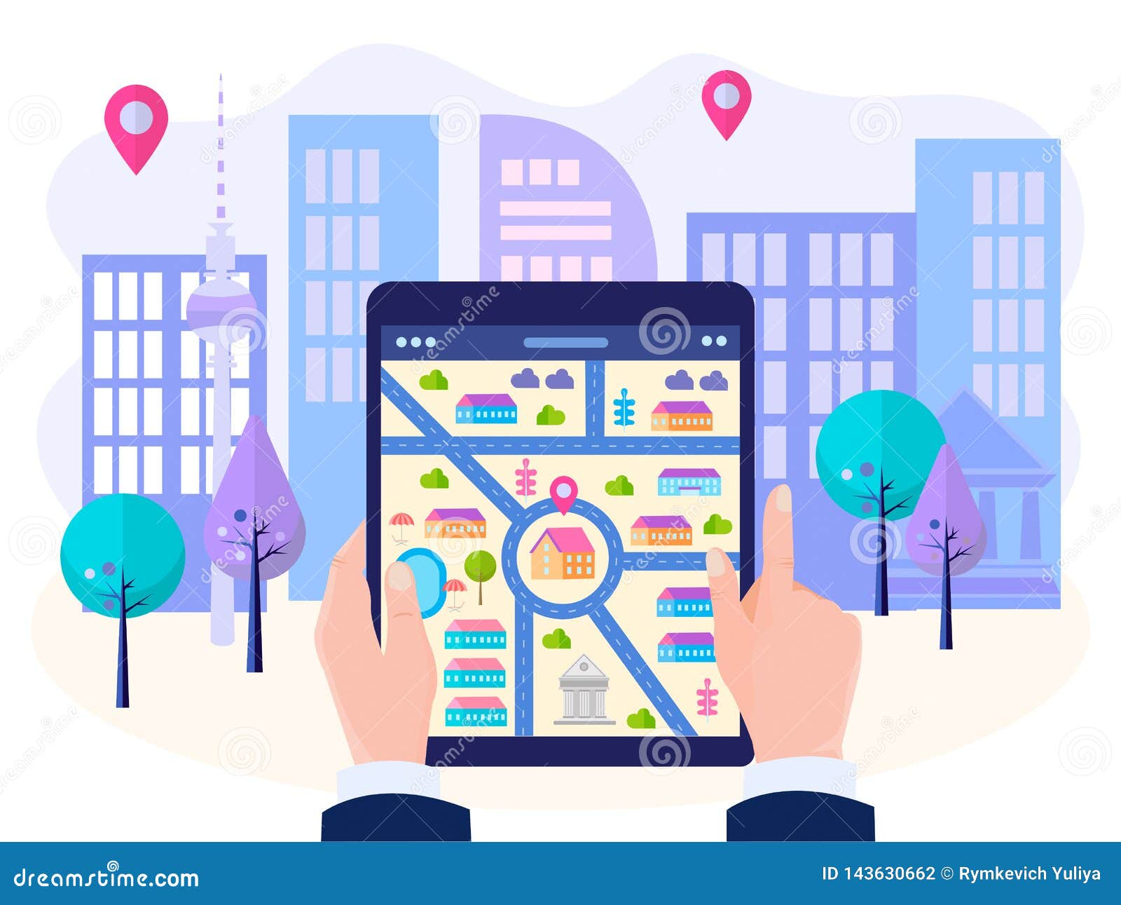 Online Navigation System Concept With Digital World Map Scheme And ...