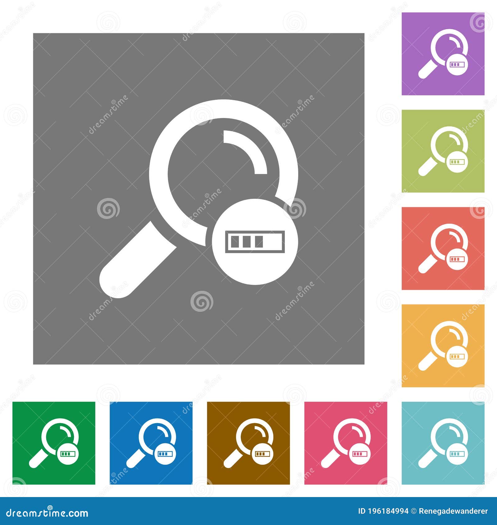 Search in Progress Square Flat Icons Stock Vector - Illustration of ...
