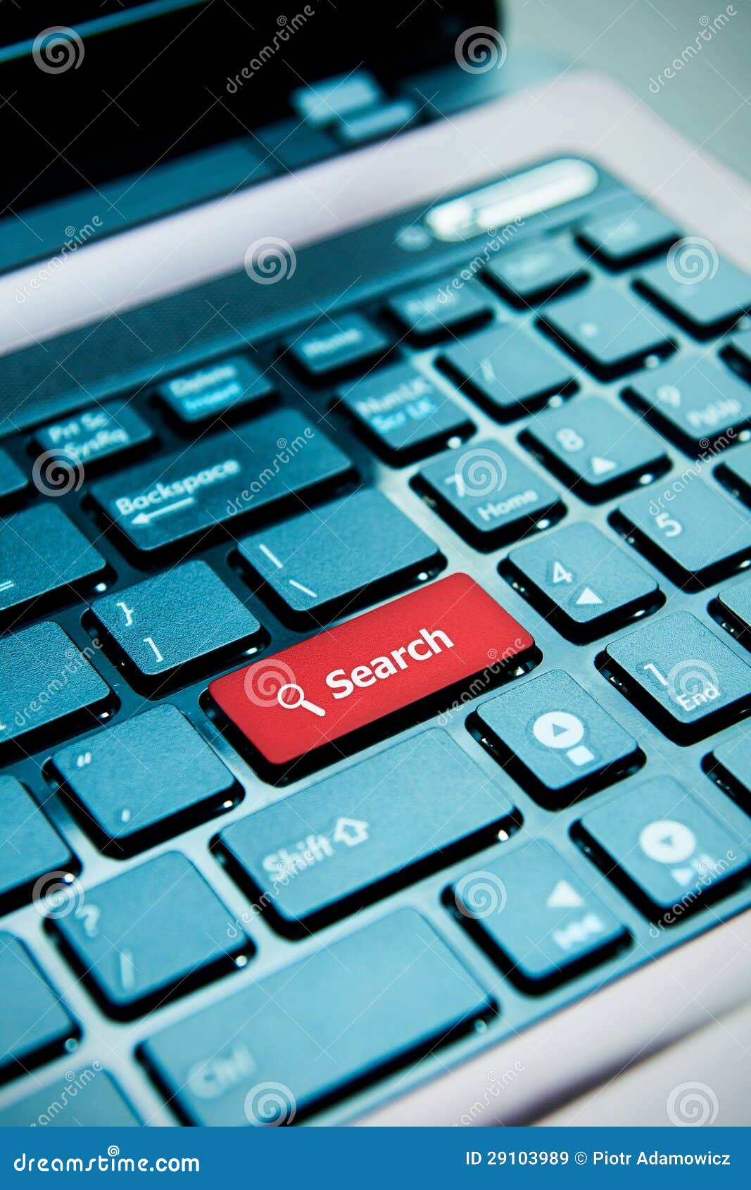 Search Red Button on Laptop Keyboard Stock Image - Image of query ...