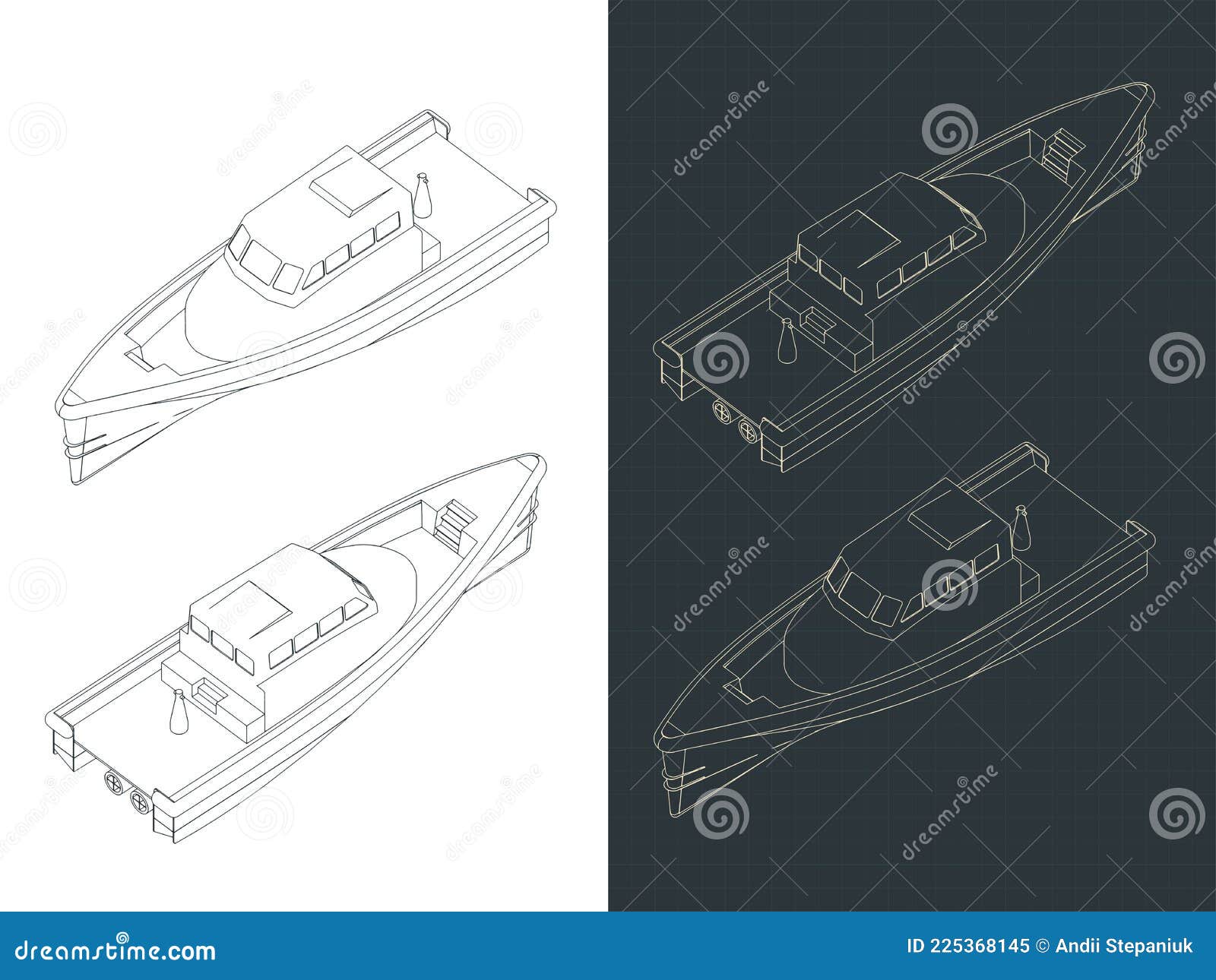 Search and Rescue Boat Isometric Blueprints Stock Vector - Illustration ...
