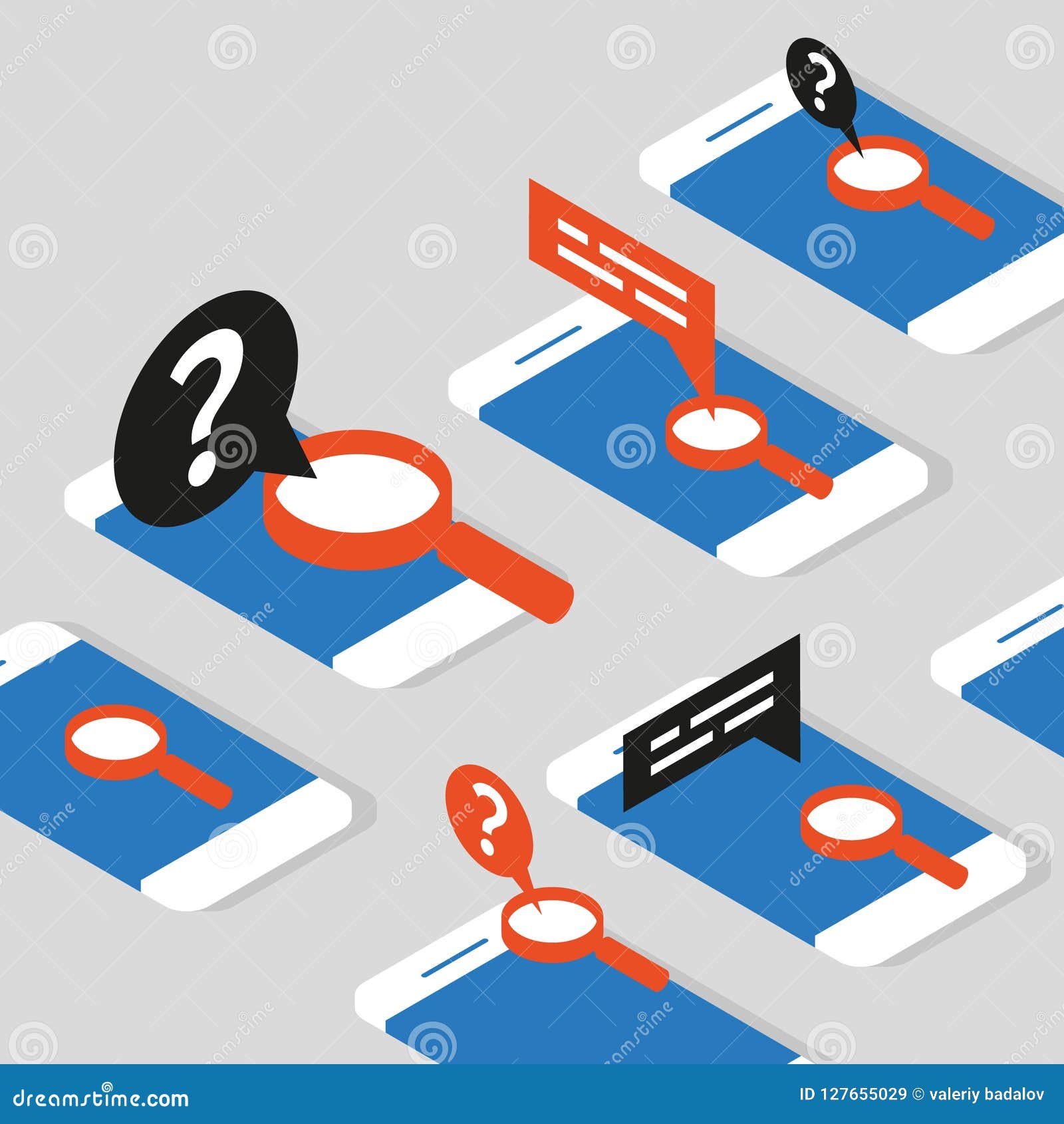Search Service, Mobile Search Flat Isometric Vector Concept ...