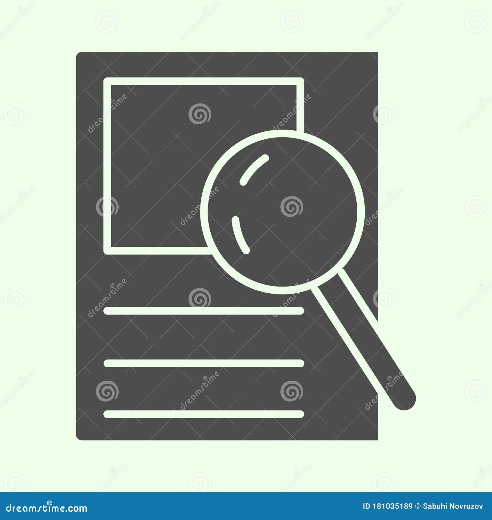 Search Solid Icon. Data Searching Document and Magnifier Glass Glyph ...
