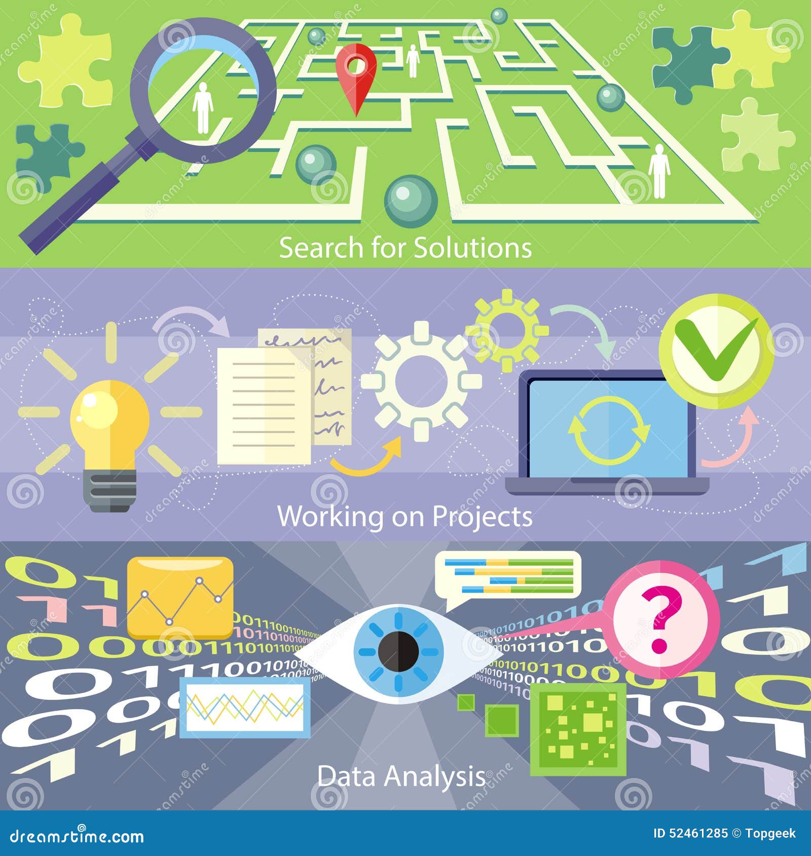 Search for Solution Data Analysis Working Project Stock Vector ...