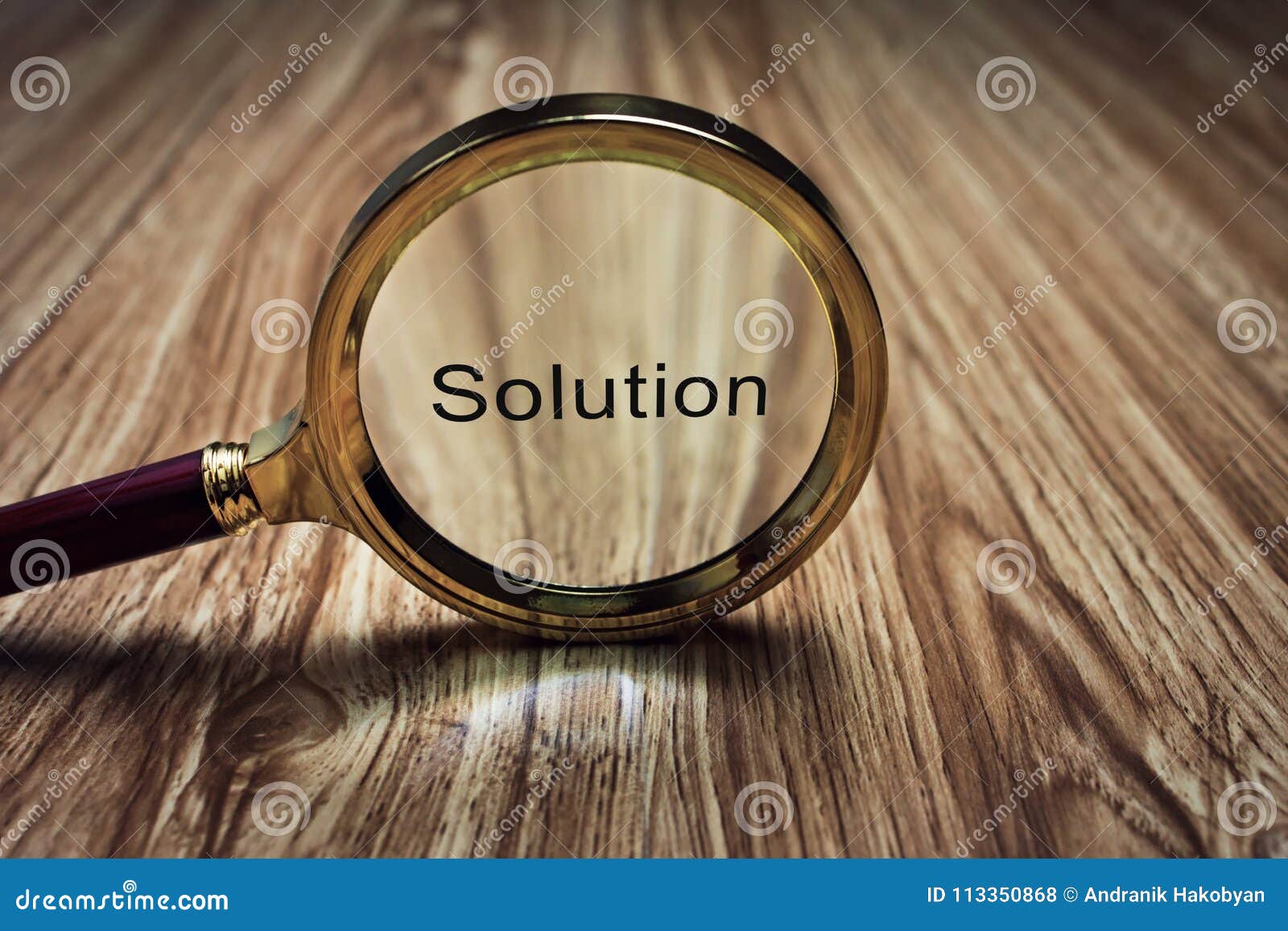 Search Solution Text on Magnifying Glass. Solution Stock Photo - Image ...