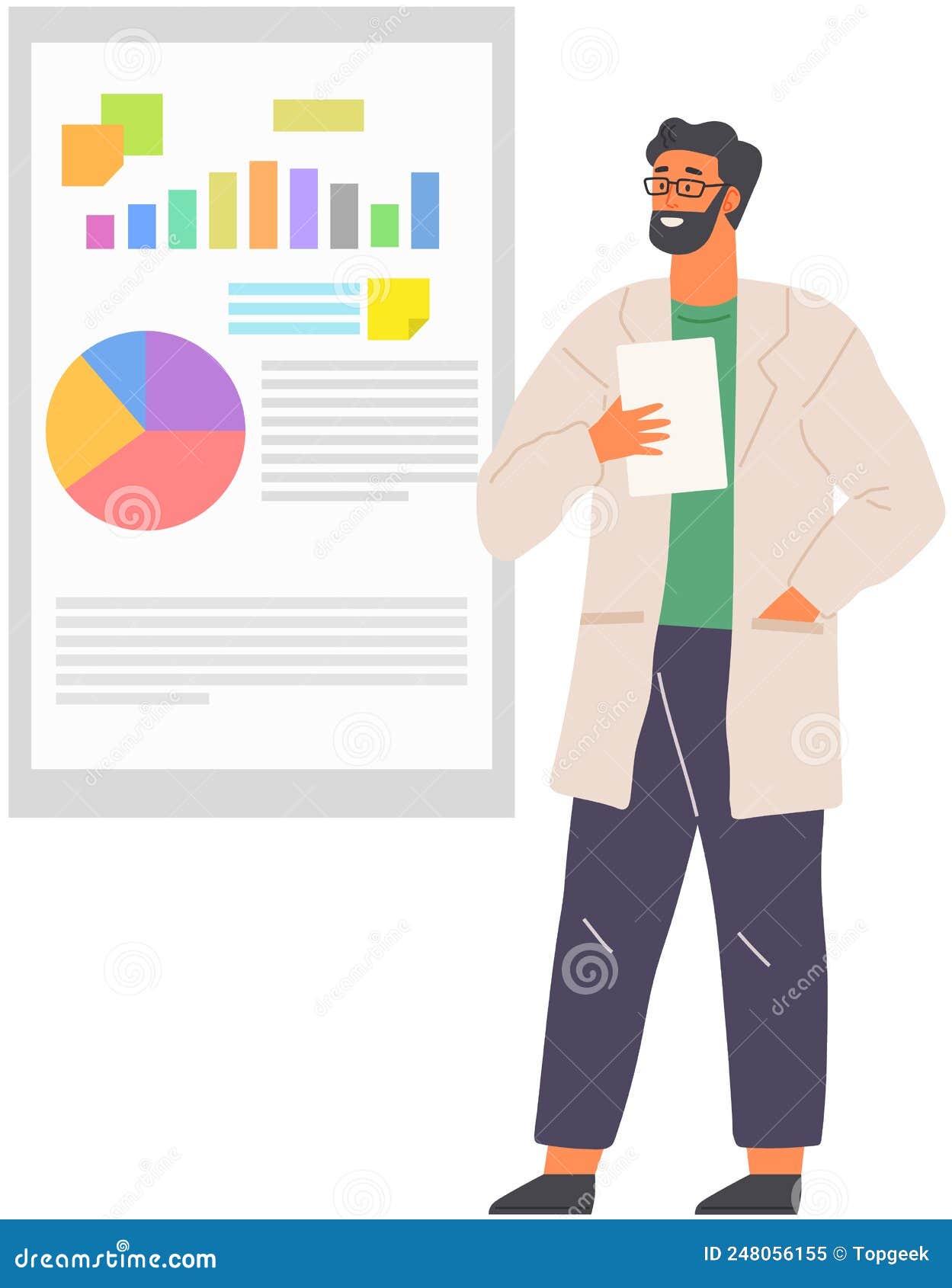 Scientist Works with Data Analytics and Research of Statistics. Man ...