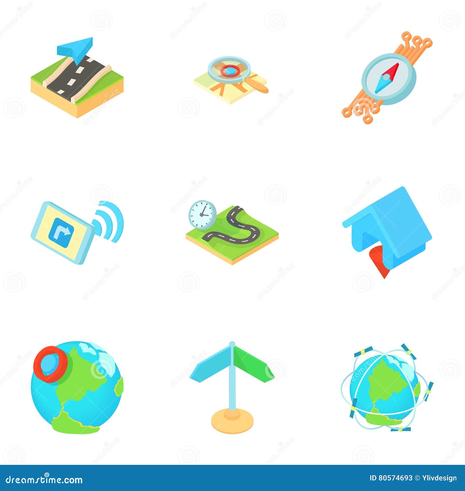 Search Territory Icons Set, Cartoon Style Stock Illustration ...