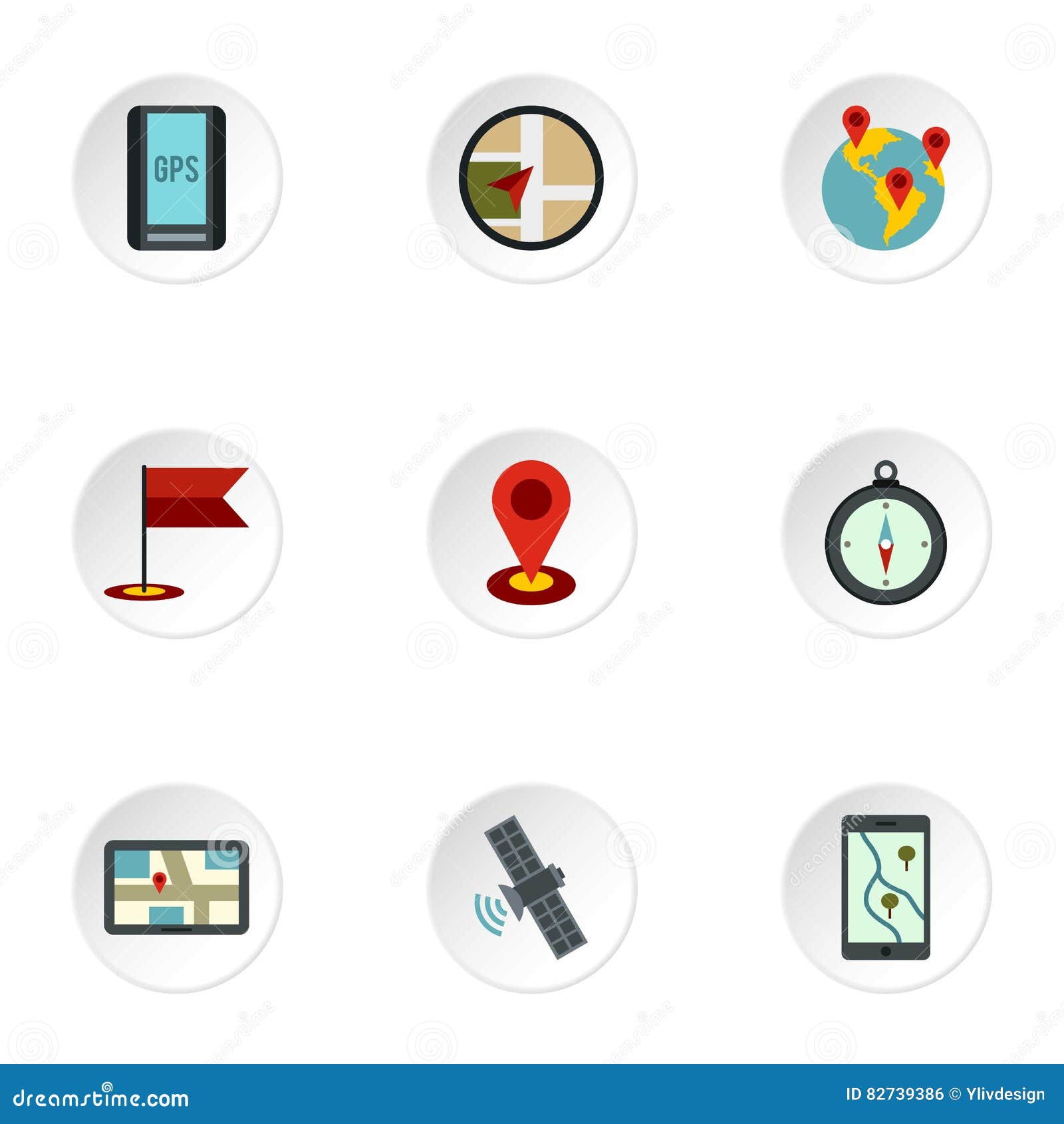 Search Territory Icons Set, Flat Style Stock Vector - Illustration of ...