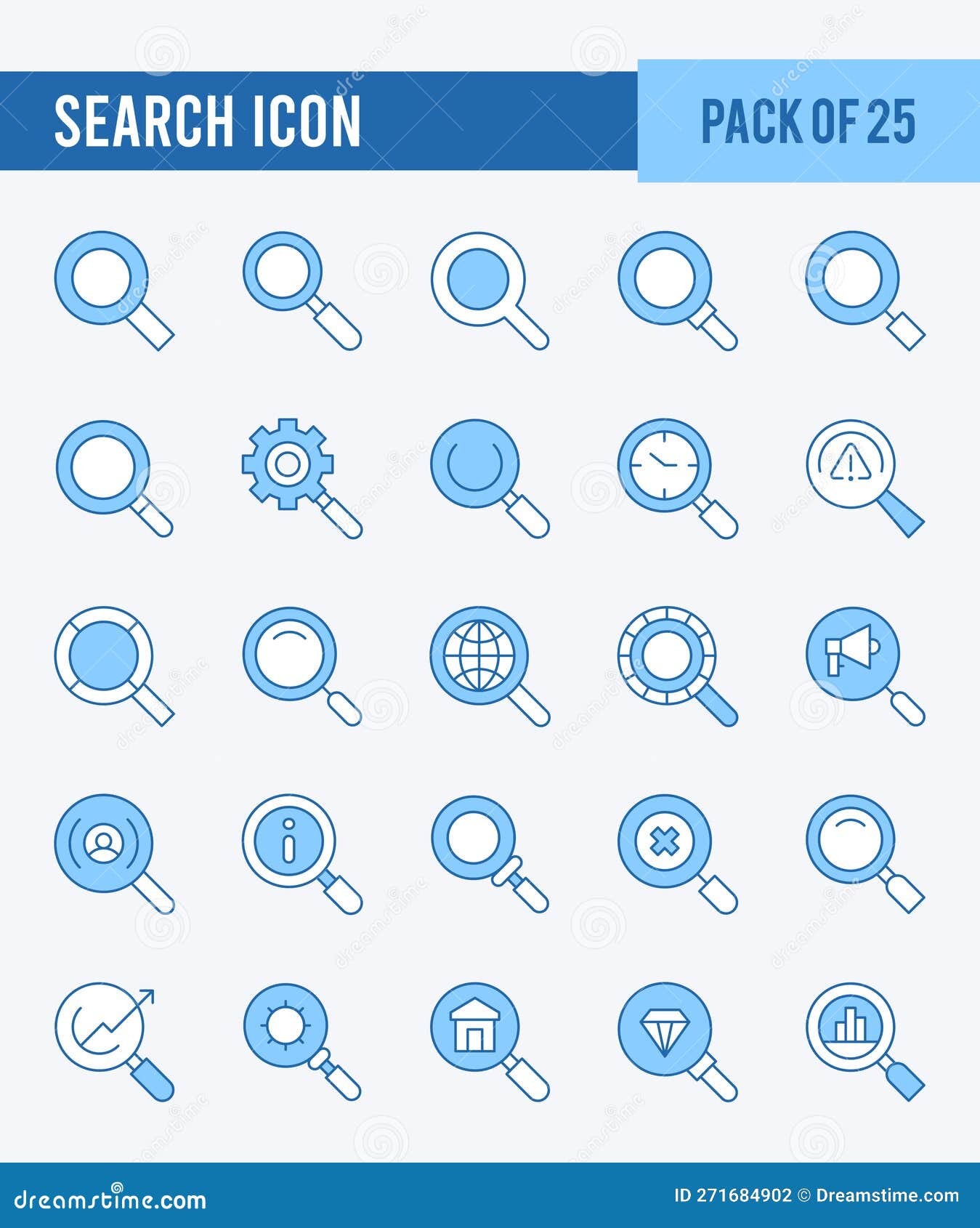 25 Search. Two Color Icons Pack. Vector Illustration Stock Vector ...