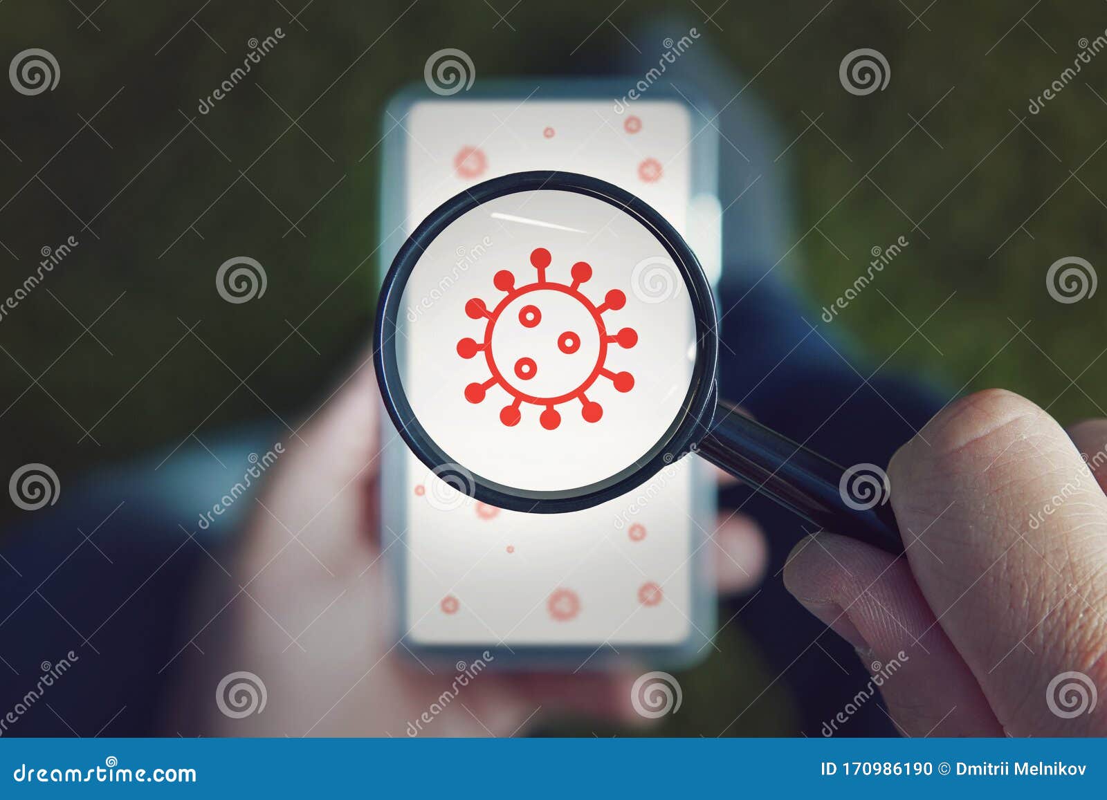 Search for Viruses and Bacteria on Your Phone. Mobile Security Concept ...