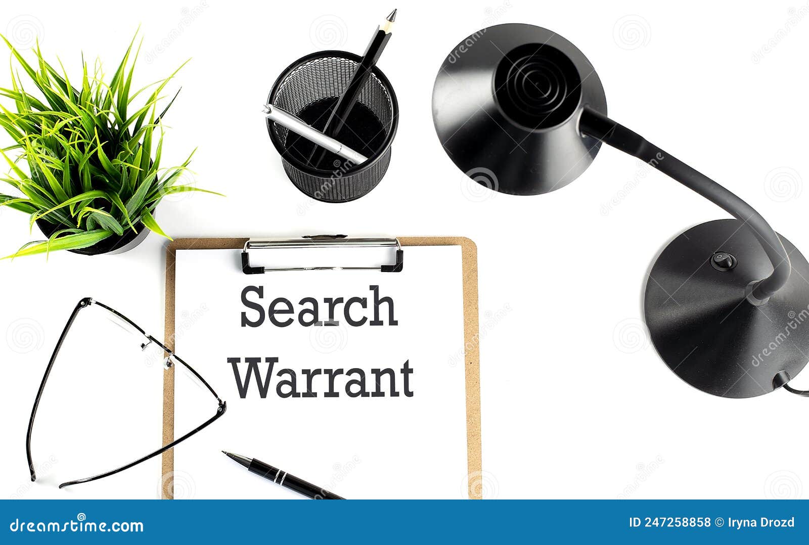 SEARCH WARRANT Text on a Clipboard on the White Background Stock Photo ...