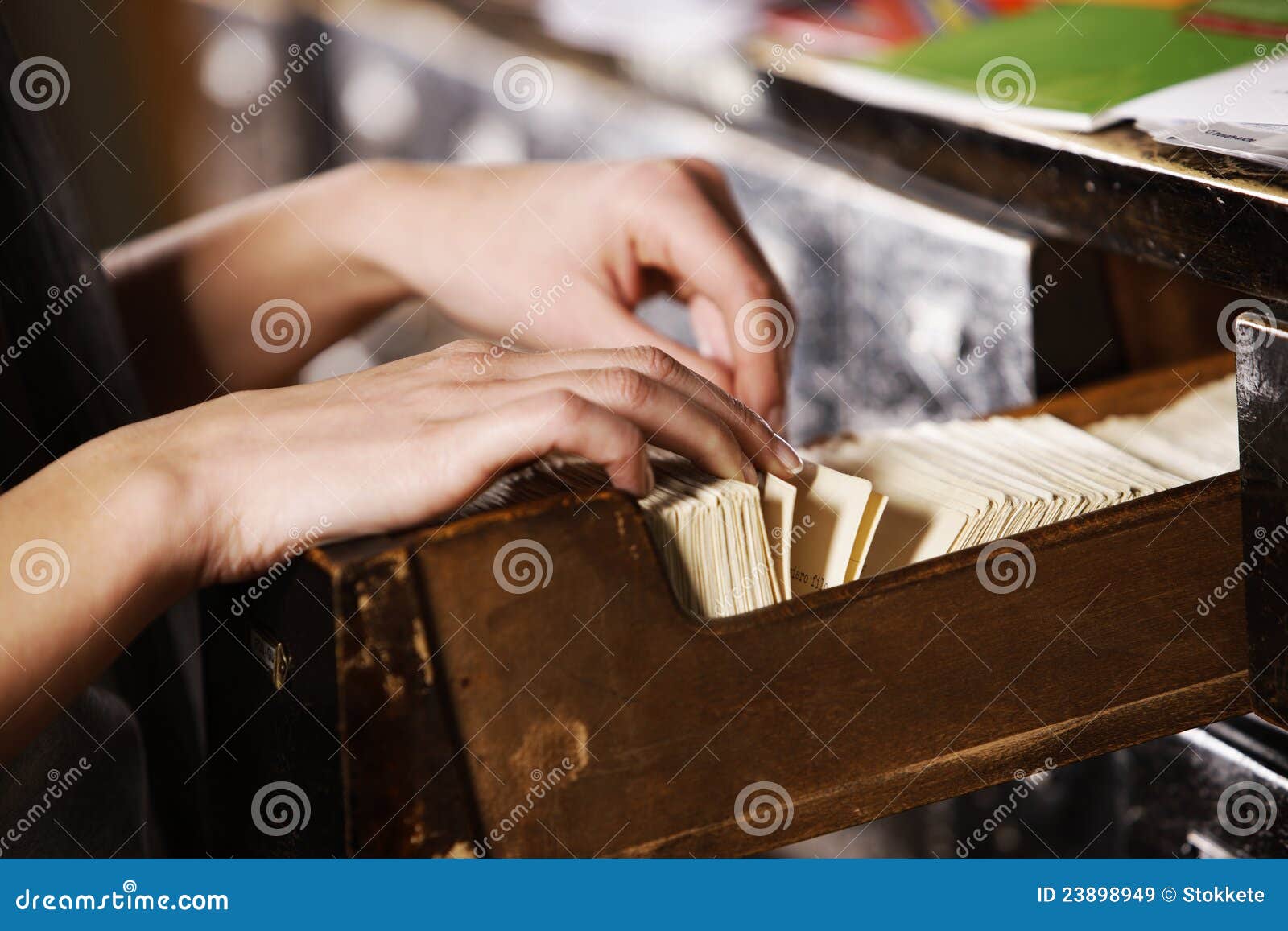 Searching in archives. stock image. Image of label, card - 23898949