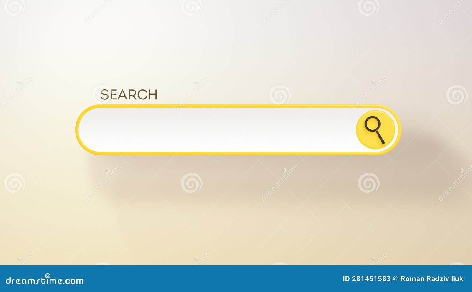 Yellow Blank Search Bar on a Soft White Yellow Studio Background. 3D ...