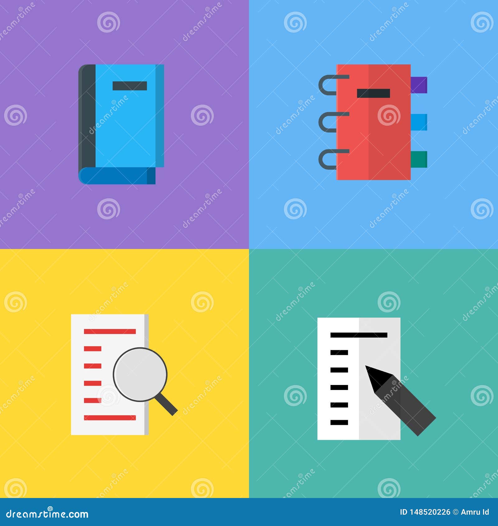 Searching Book Vector Icons, Study and Knowledge, Library Stock Vector ...
