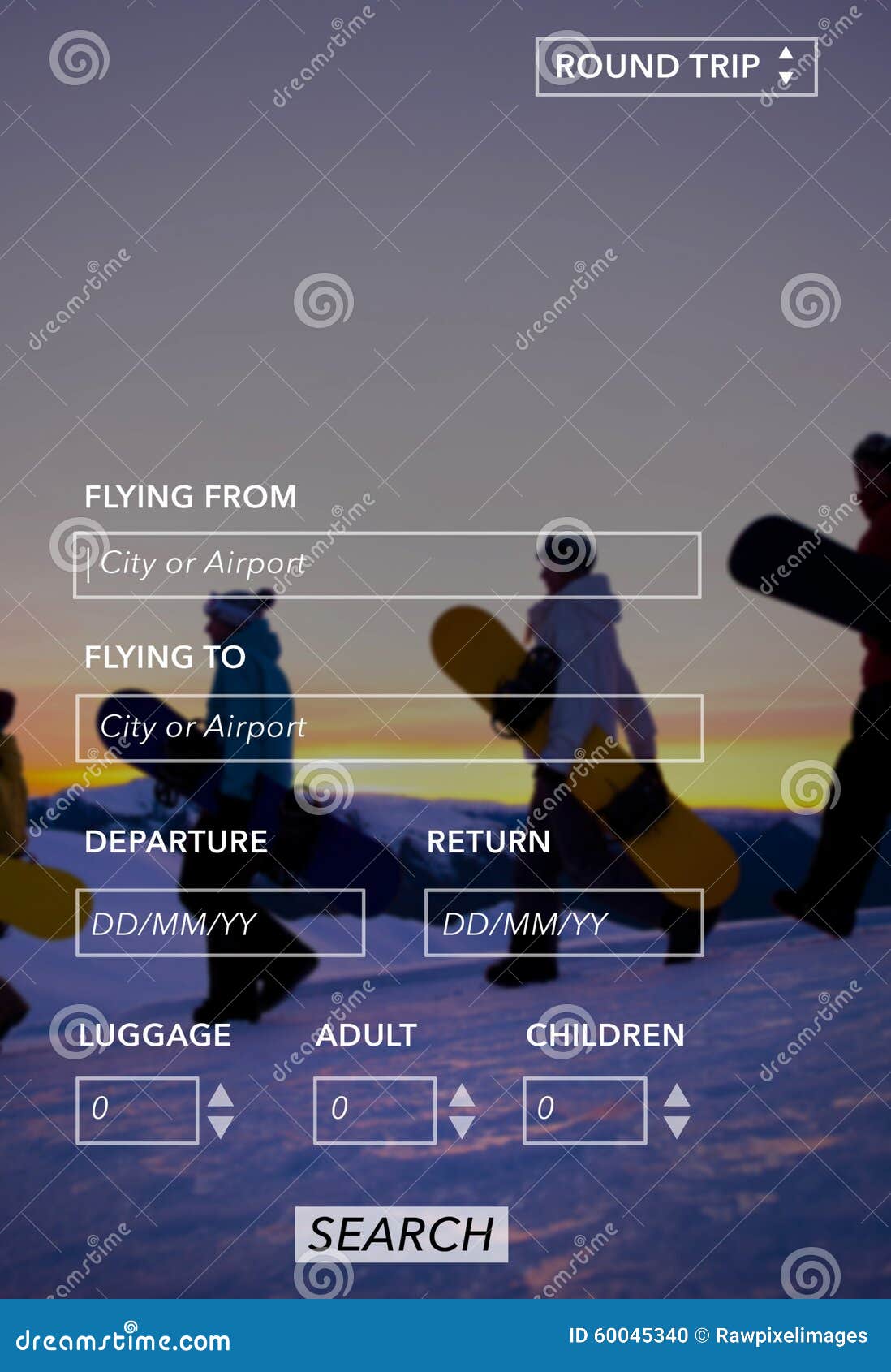 Searching Booking Flight Round Trip Travel Concept Stock Photo - Image ...