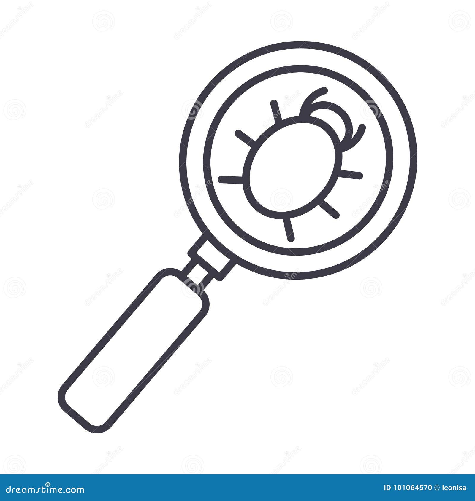 Searching Bug Vector Line Icon, Sign, Illustration on Background ...