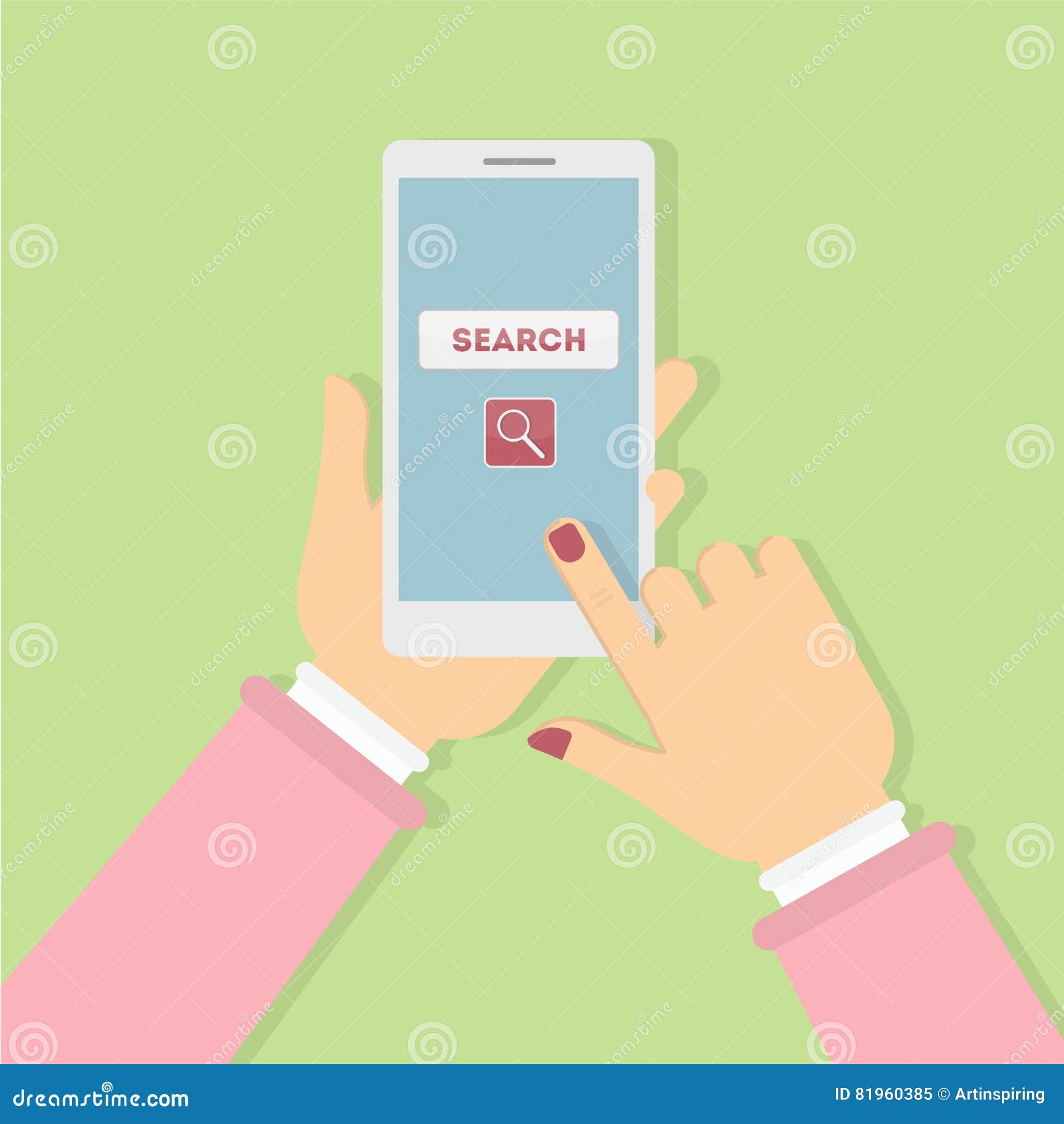 Searching Concept Use Phone Stock Vector - Illustration of development ...