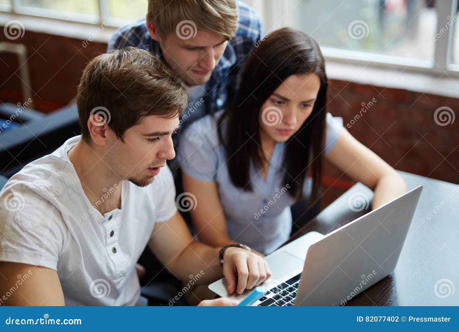 Searching for data stock photo. Image of students, woman - 82077402