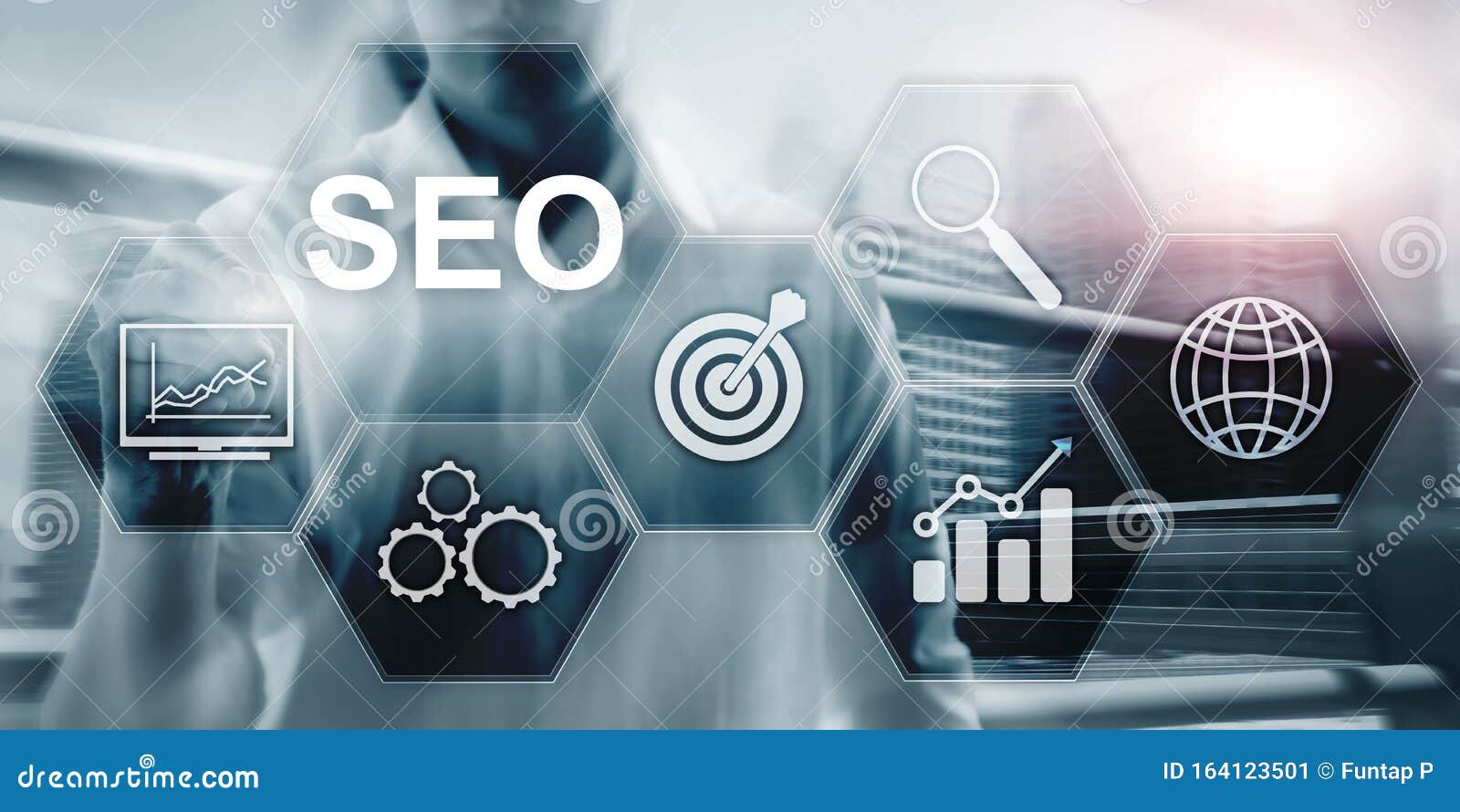 Searching Engine Optimizing SEO on Abstract Business Background. Mixed ...