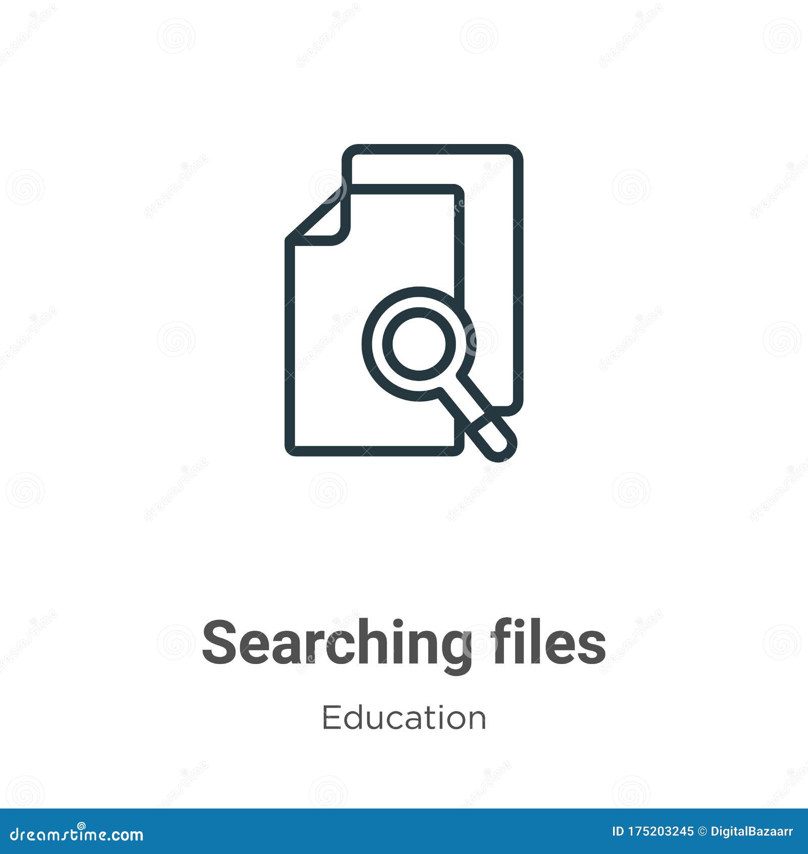 Searching Files Outline Vector Icon. Thin Line Black Searching Files ...