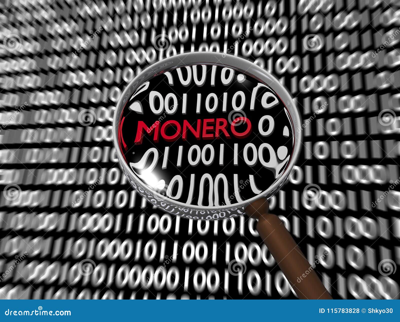 Searching Hidden Monero Money into Binary Digits Stock Illustration ...