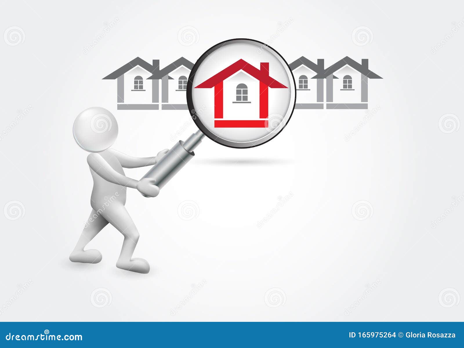 Searching a House 3D Small People Stock Vector - Illustration of gray ...