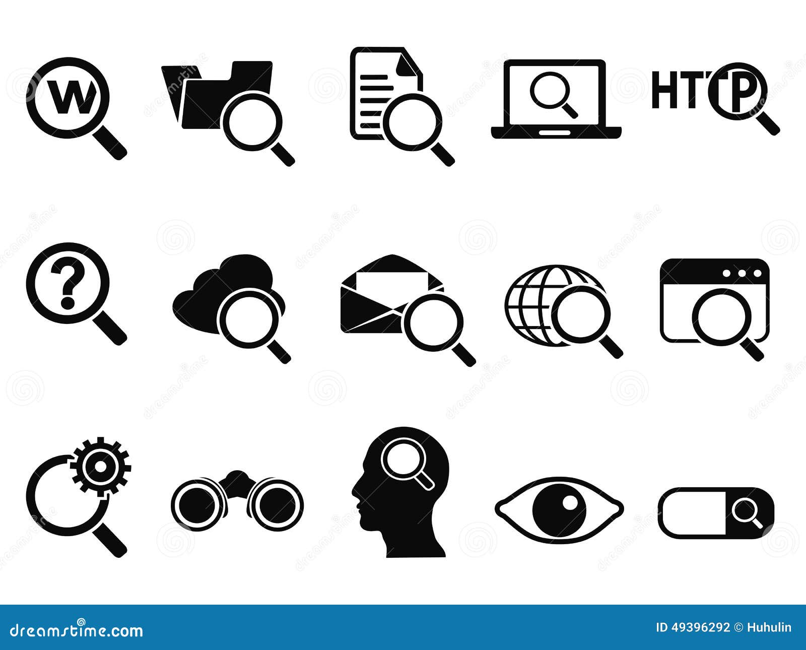 Searching icons set stock vector. Illustration of engine - 49396292