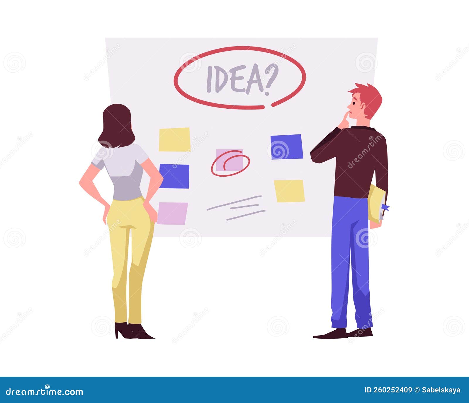 Searching Idea and Solution for Difficult Situation, Flat Vector ...