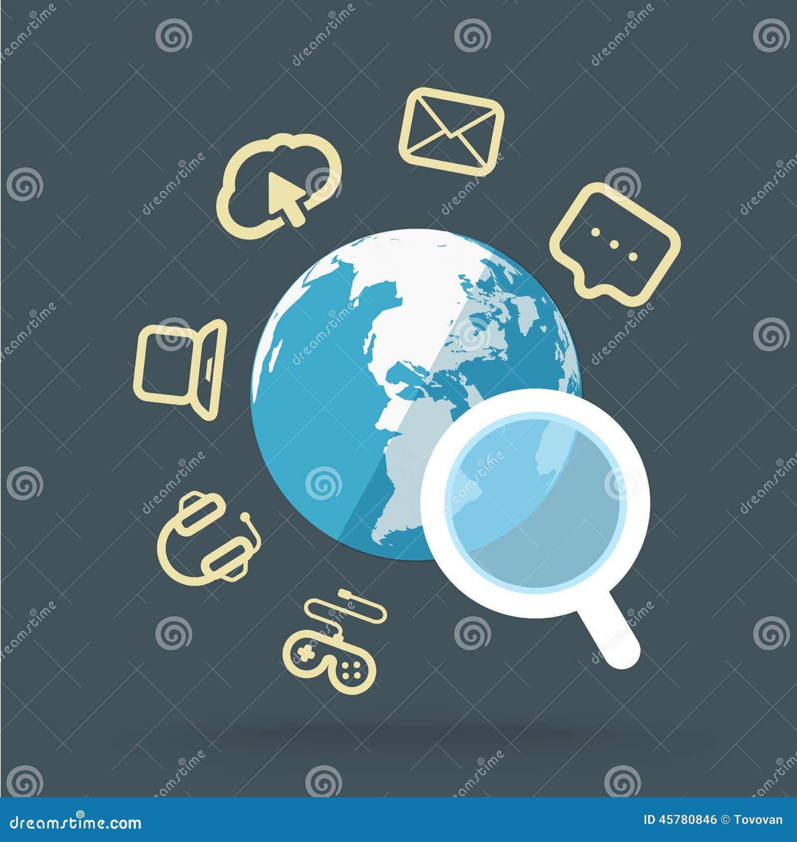 Searching Information Concept with Magnifying Glass Stock Vector ...